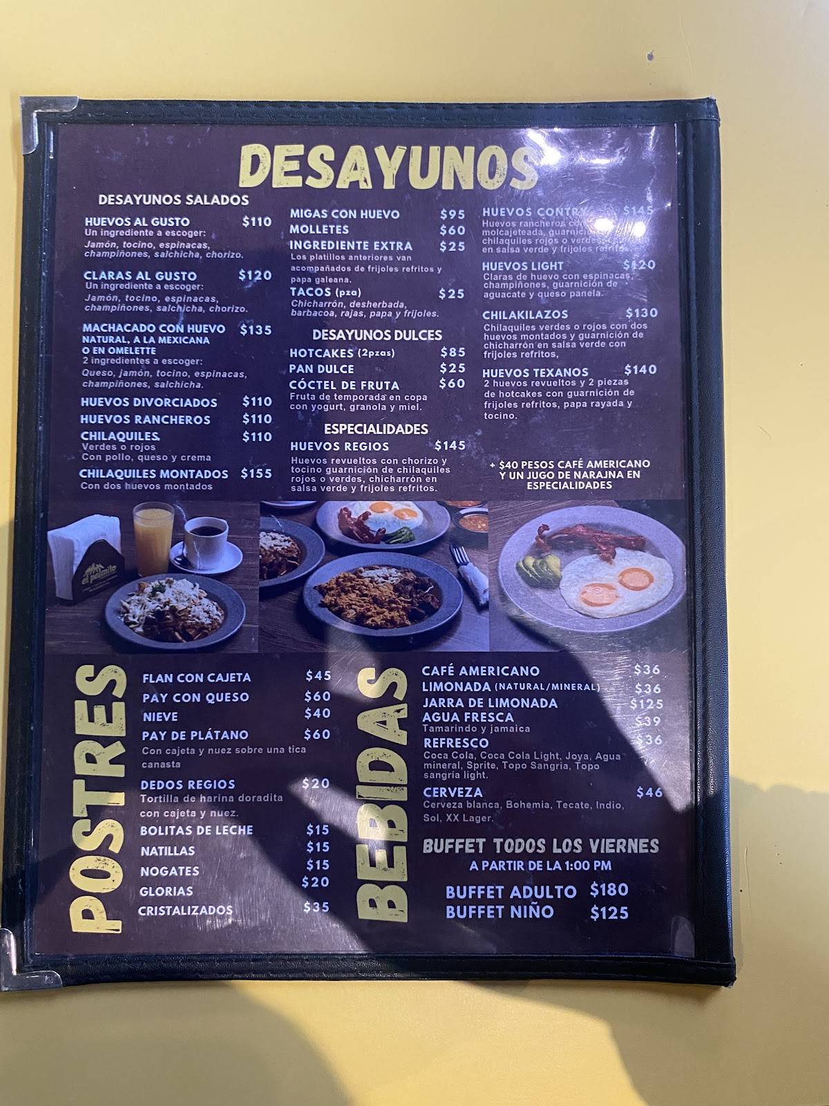 Menu at El Palmito restaurant, Monterrey, Av. Eugenio Garza Sada #3973