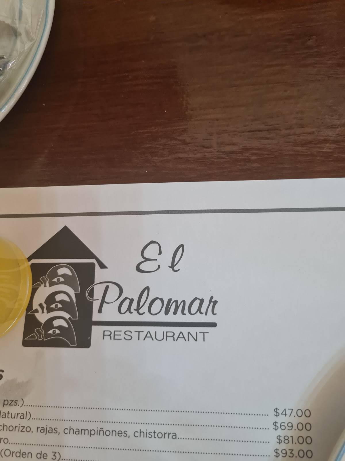 Carta de El Palomar Restaurante, Santiago de Querétaro, C. Damián ...