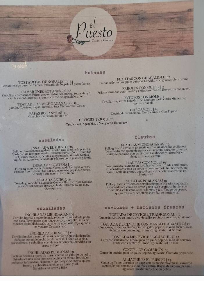 Menu at El Puesto restaurant, Bakersfield, E Brundage Ln