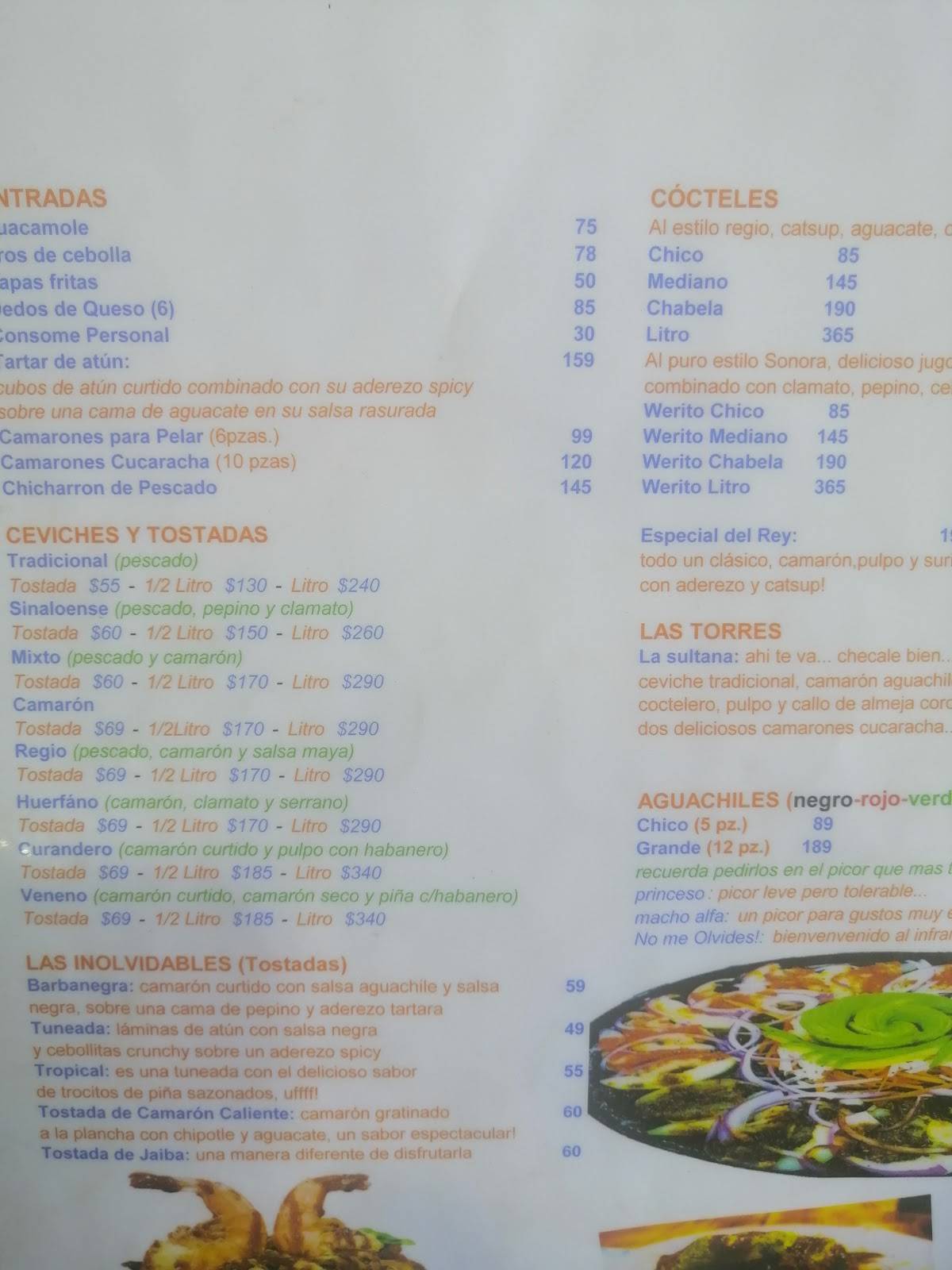 Carta de Restaurante Mariscos El Rey, Monterrey, León XIII 4344