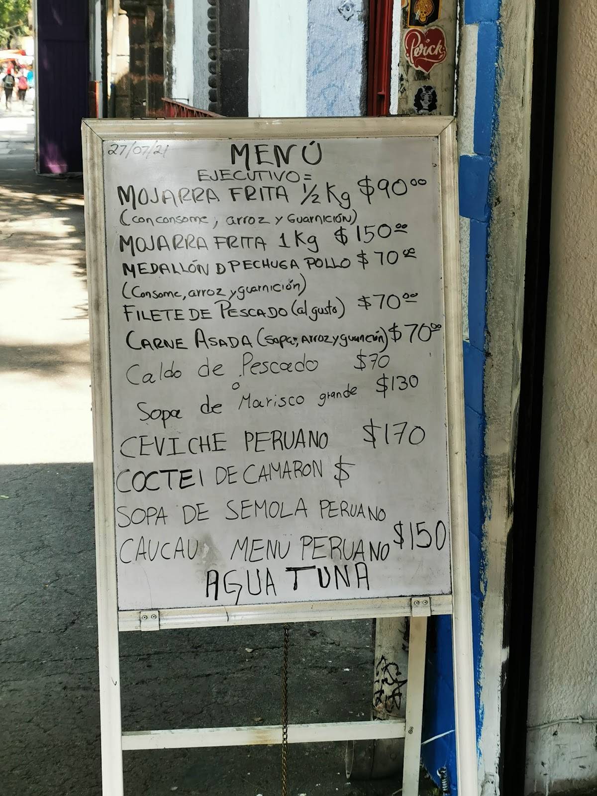 Carta del restaurante El Rey del Mar en Luna Llena, Mexico