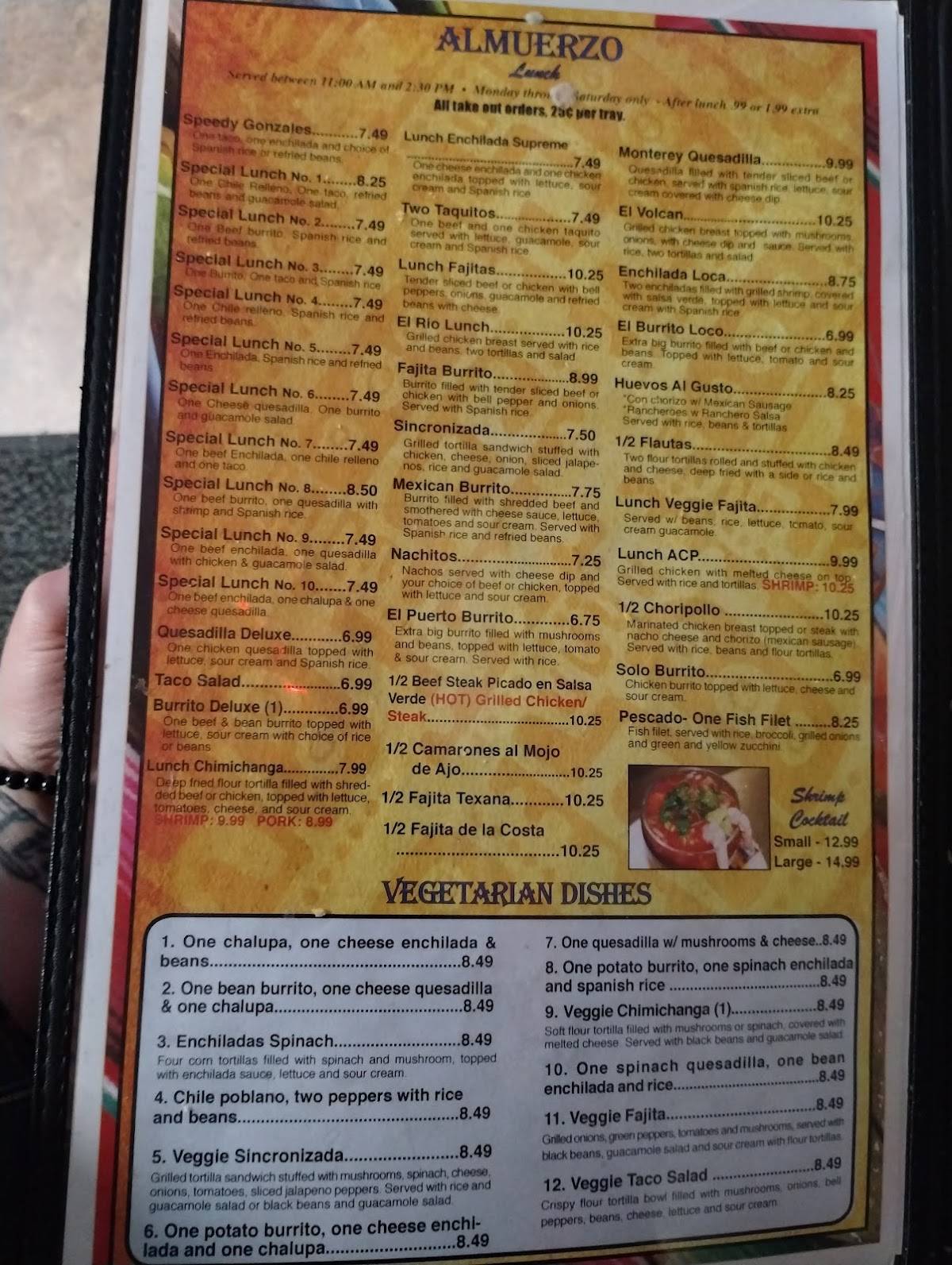Menu at El Rio Mexican Restaurant, Creedmoor, E Lyon Station Rd B