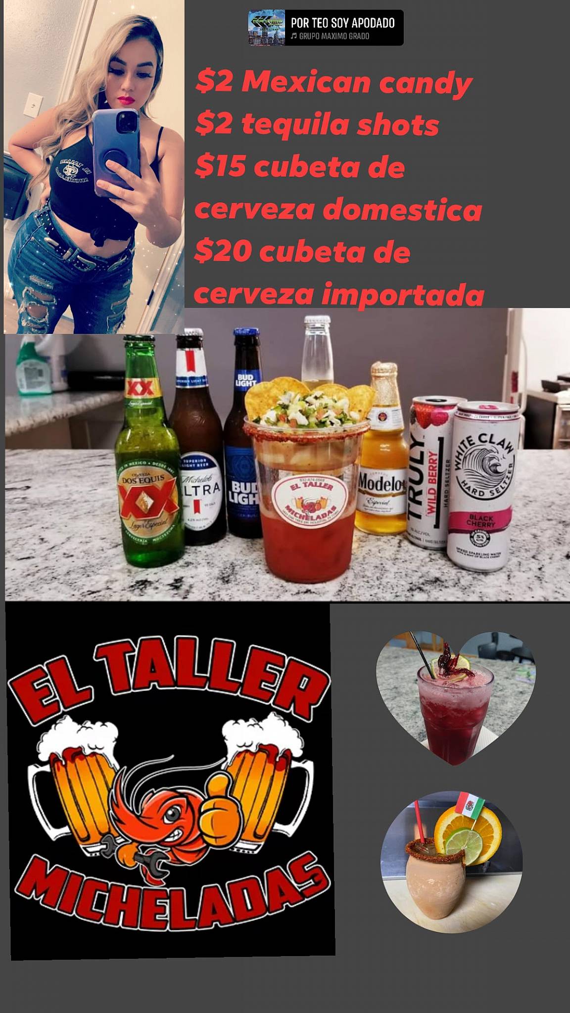 Menu at El Taller Micheladas pub & bar, Houston