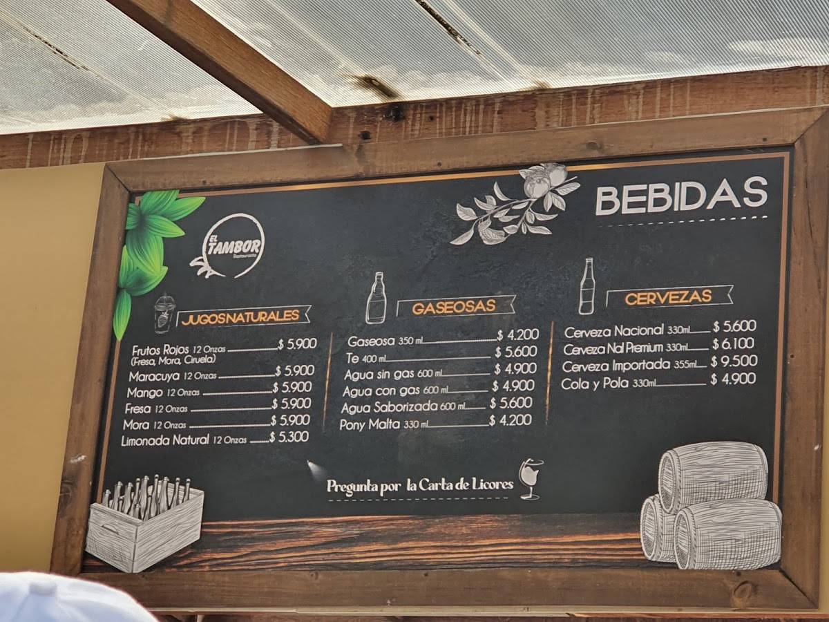 Menu at El Tambor Multiparque restaurant, Bogotá, Autopista Nte. #224 - 60