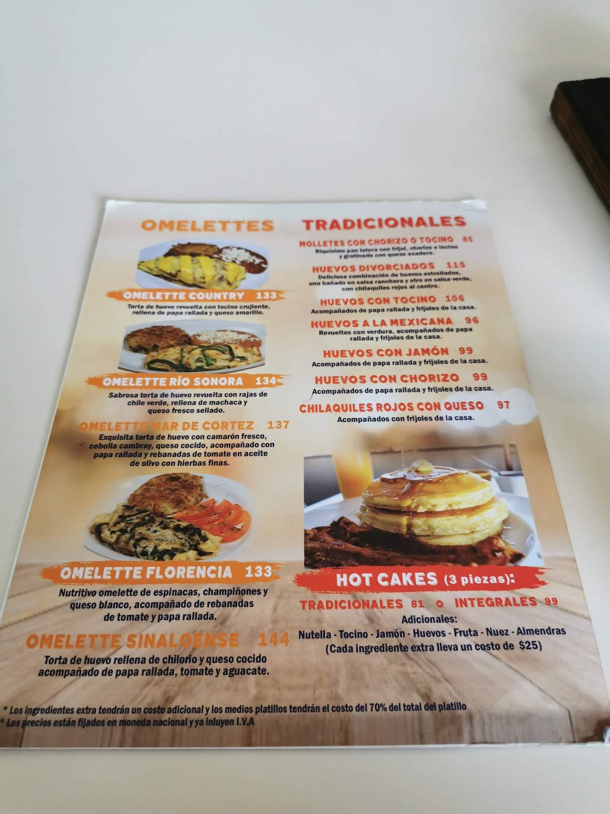 Carta de Restaurante El Timón, Caborca