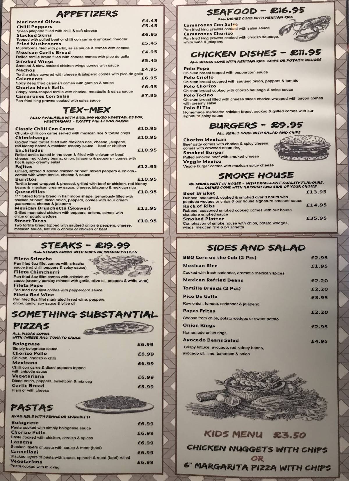 Menu at El Tio Latin Restaurant, South Shields