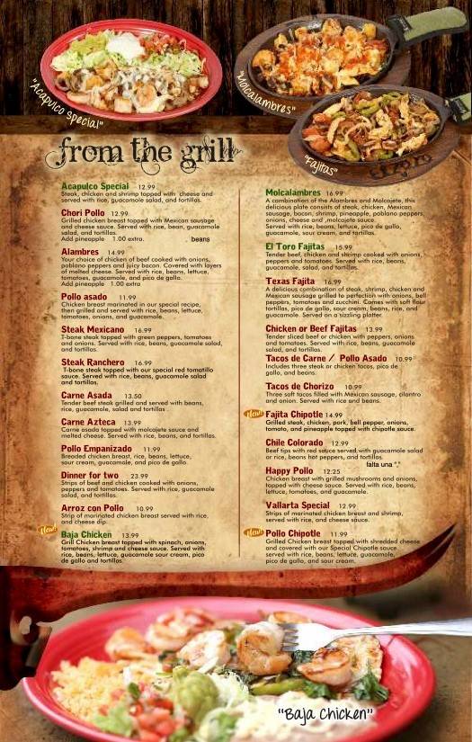 Menu at El Toro Bravo of Walton restaurant, Walton