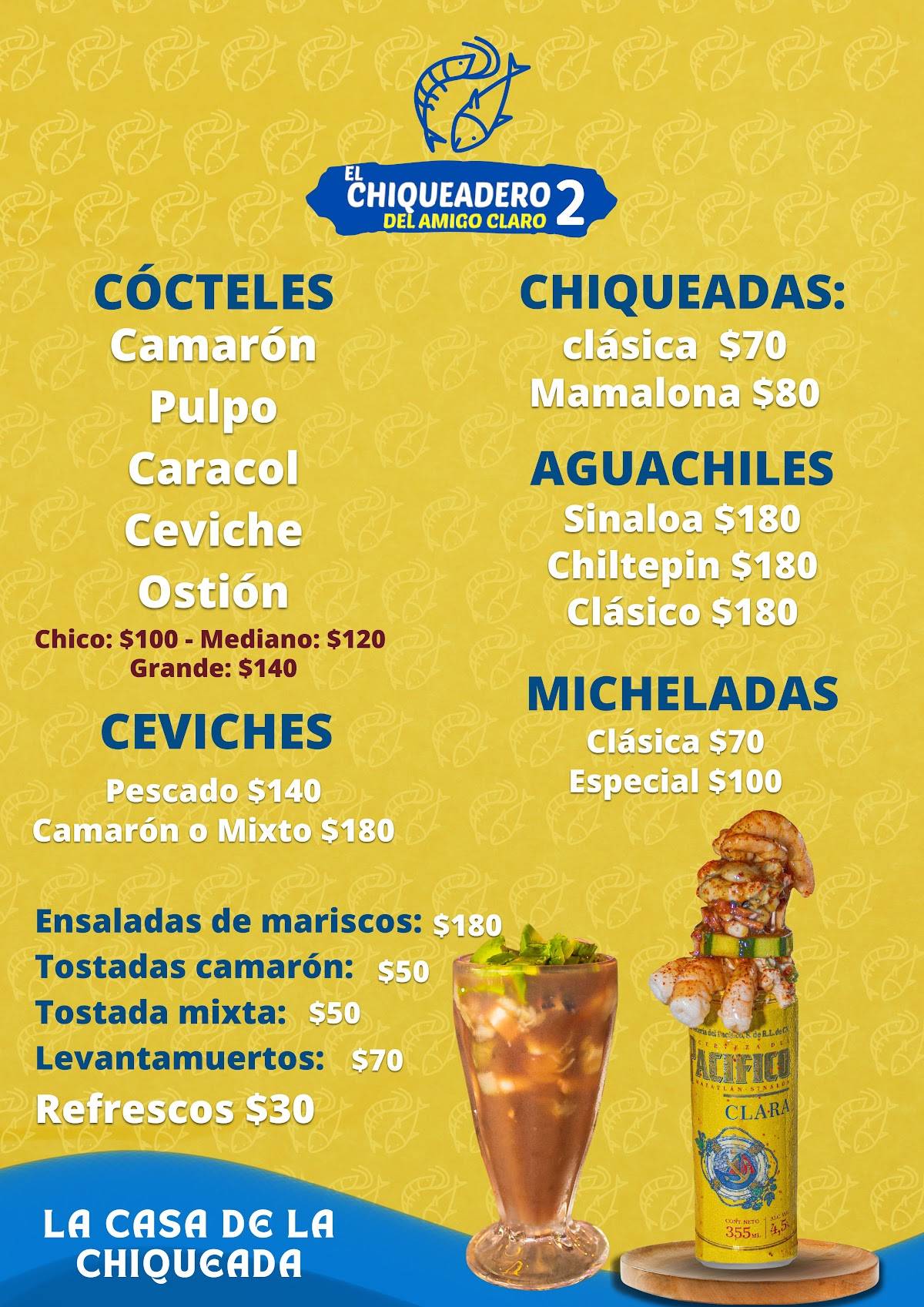 Menu at El chiqueadero del amigo claro 2 restaurant, Tapachula