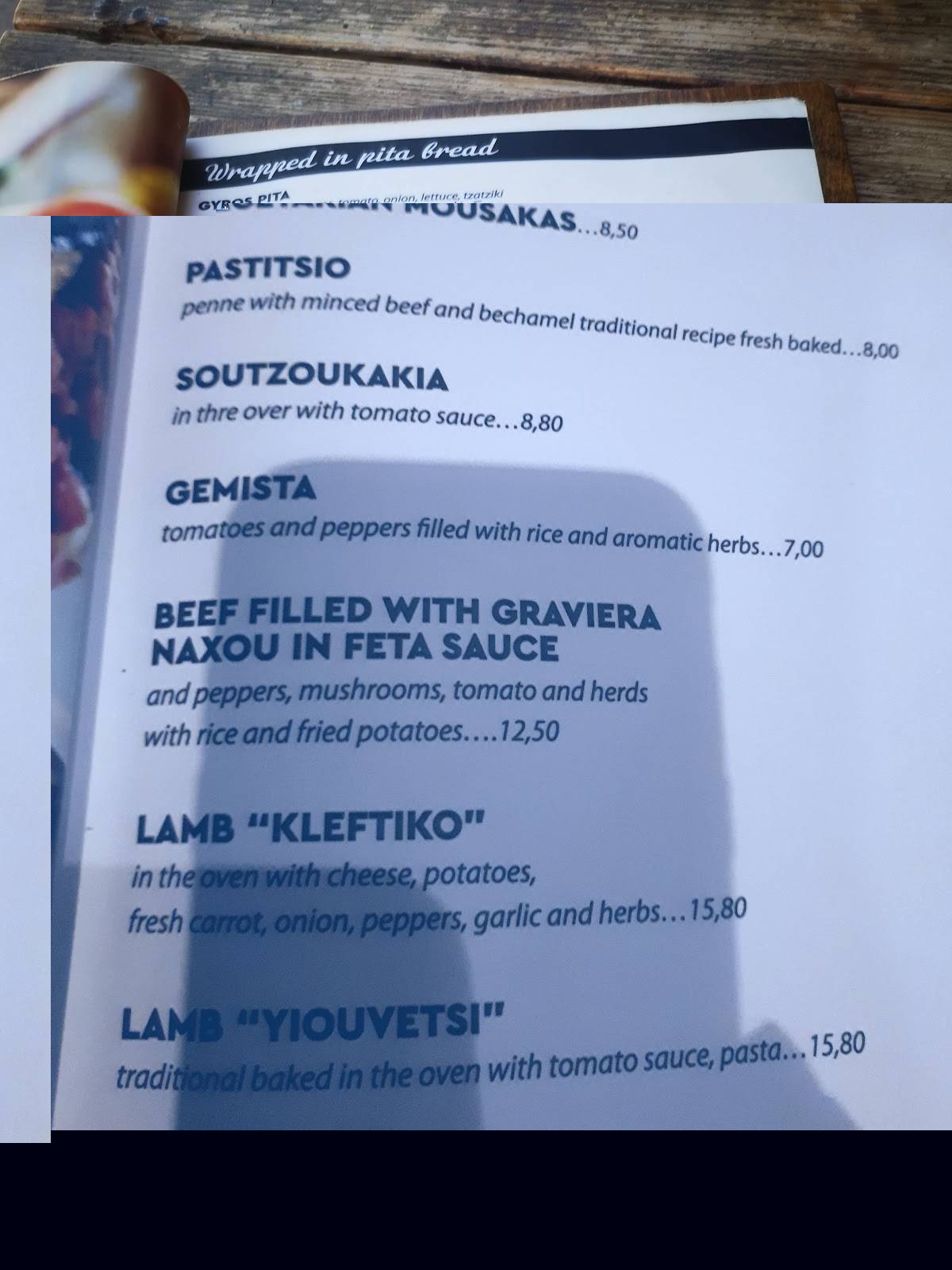 Menu at Elias Grill - Souvlaki & Gyros, Kamari