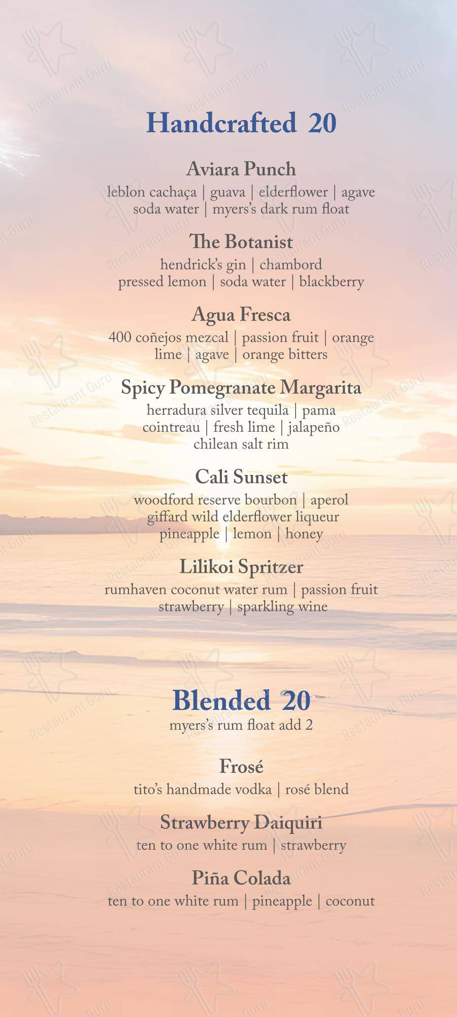 Menu at Ember & Rye steakhouse, Carlsbad