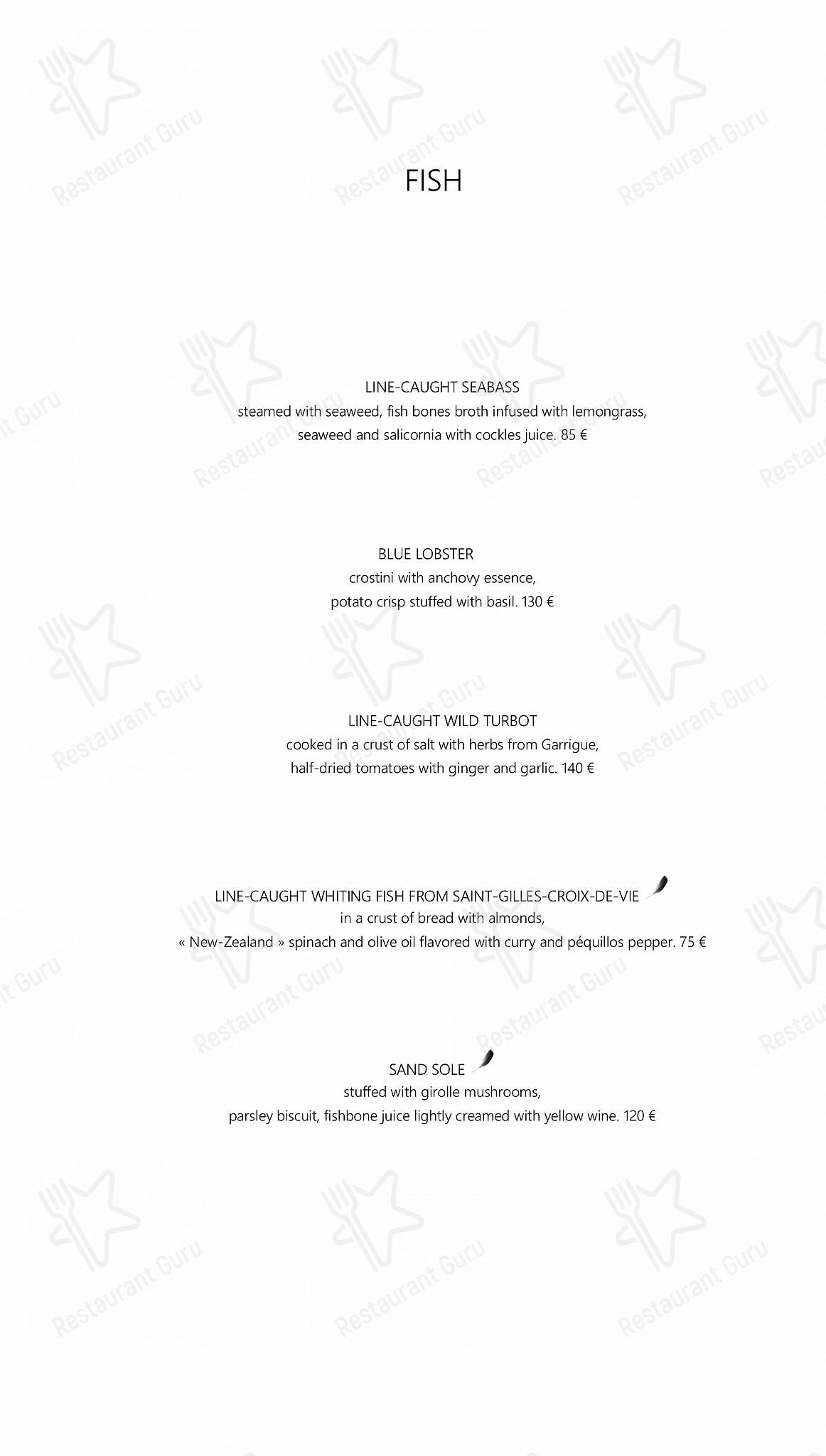 Menu at Epicure restaurant, Paris, 112 Rue du Faubourg Saint-Honoré