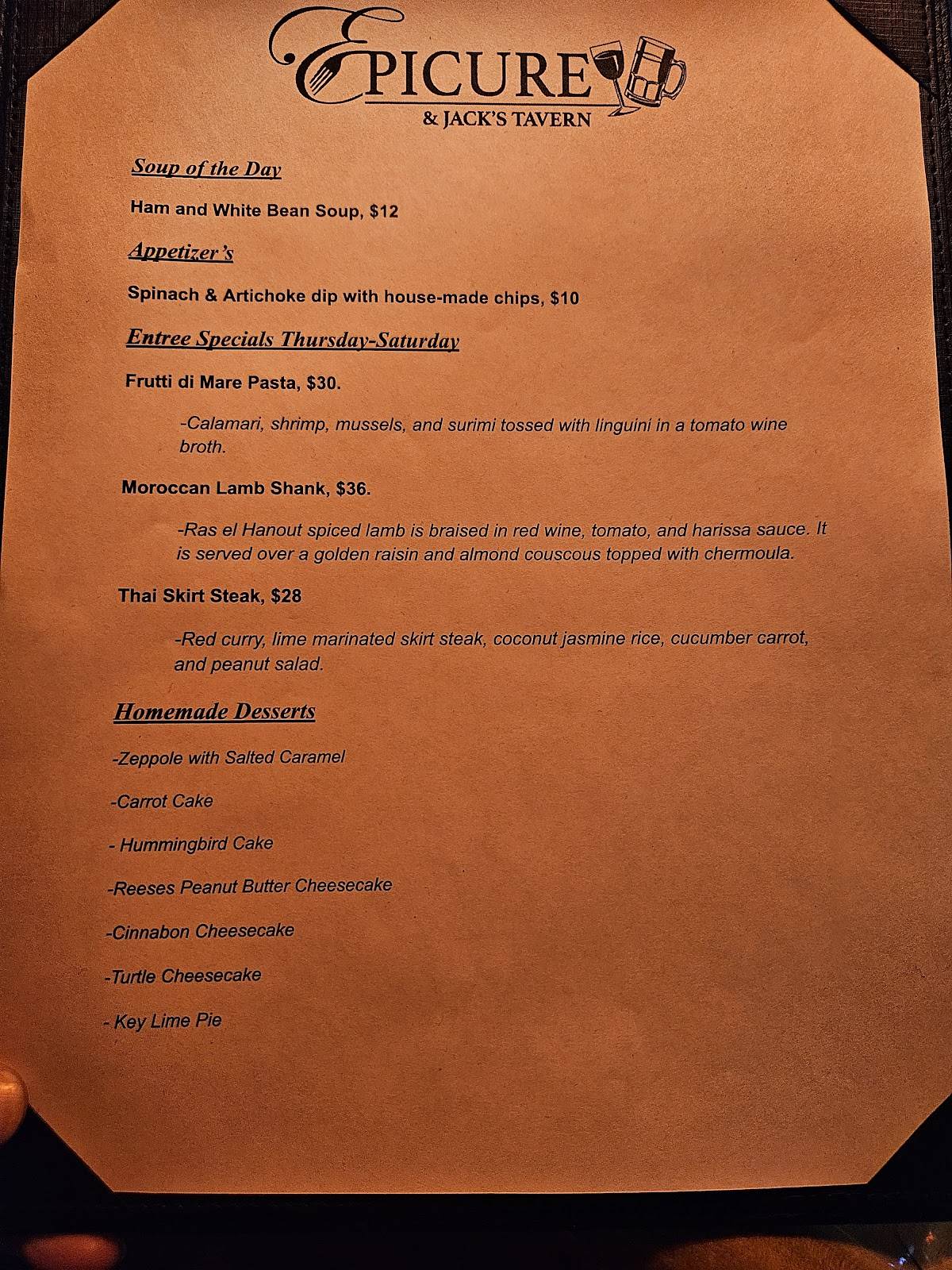Menu at Fantail Buffet pub & bar, Millbrook, Downing St