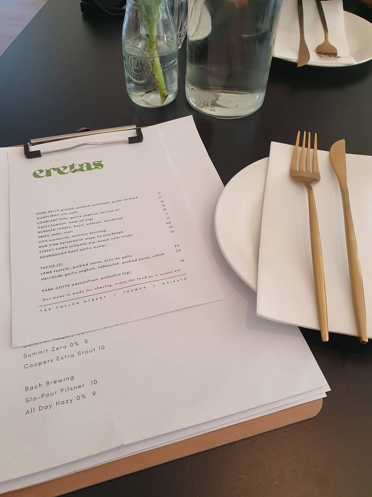 Menu at Eretas Tapas and Tacos Bar, Thames