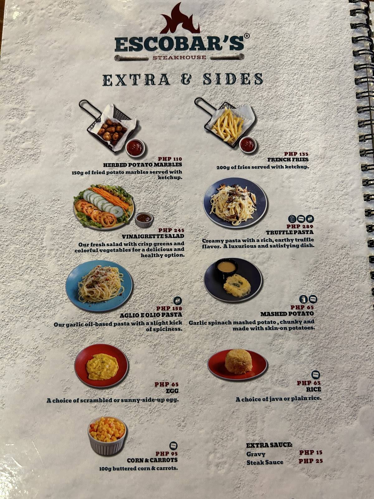 Menu at Escobar's Steakhouse, Quezon City, South Triangle