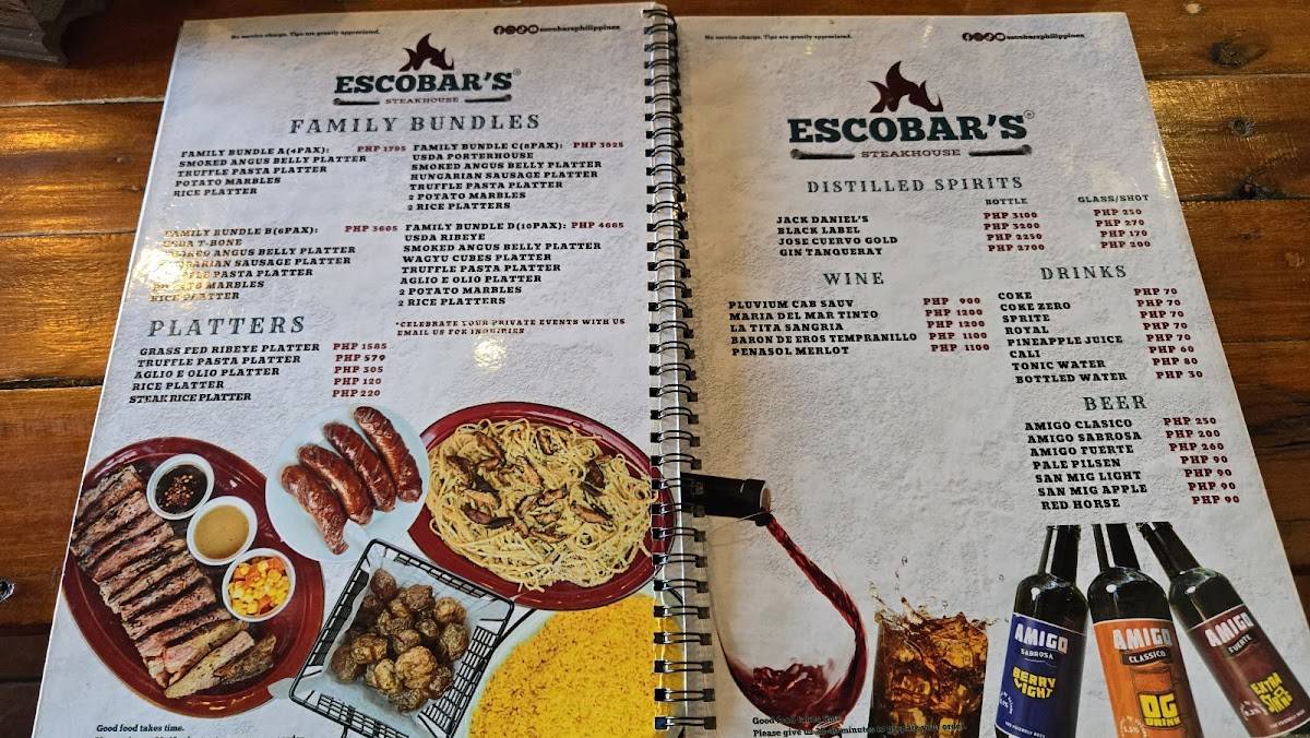 Menu at Escobar's Steakhouse, Parañaque