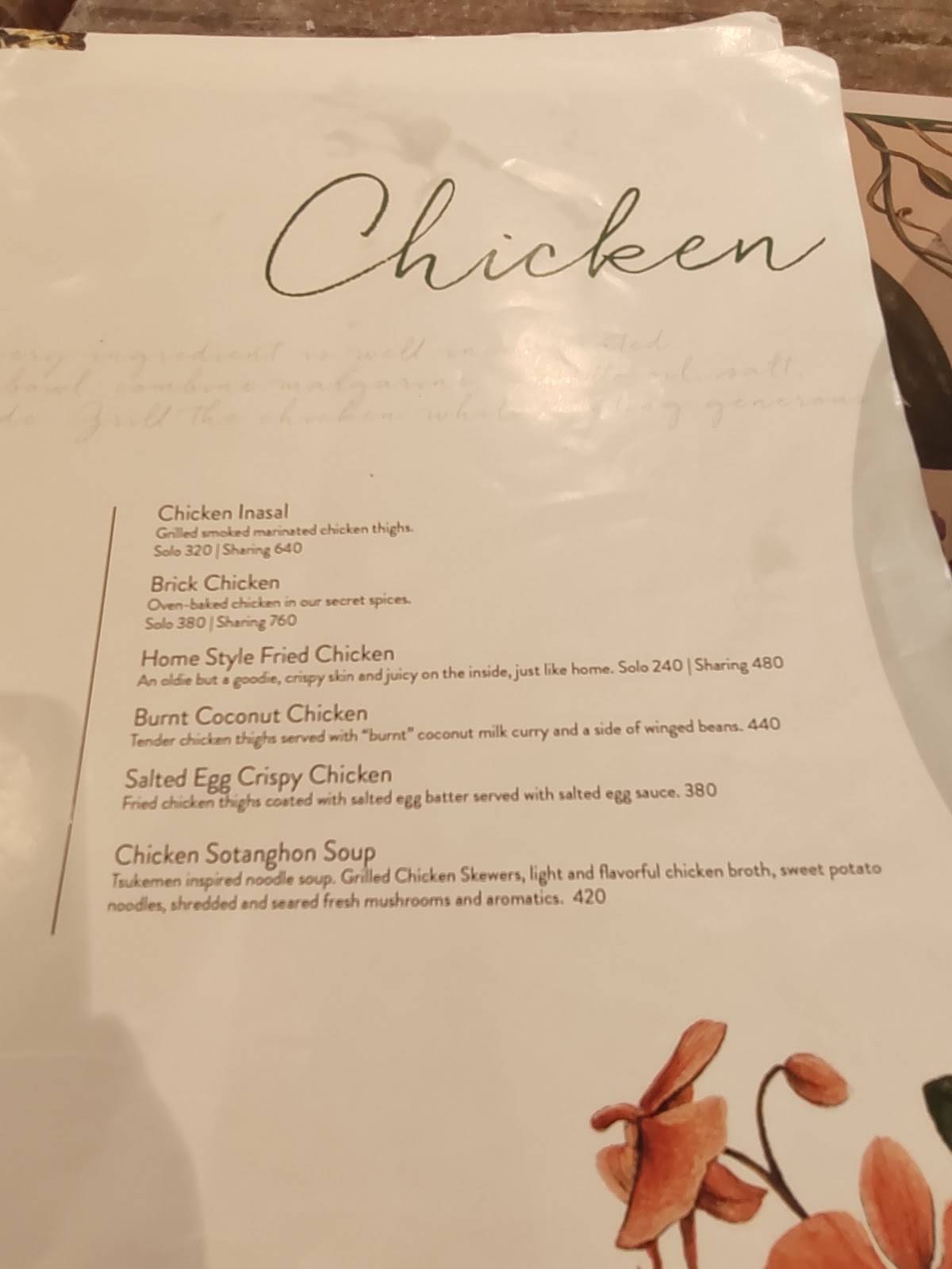 Menu at Esmeralda Kitchen restaurant, Quezon City