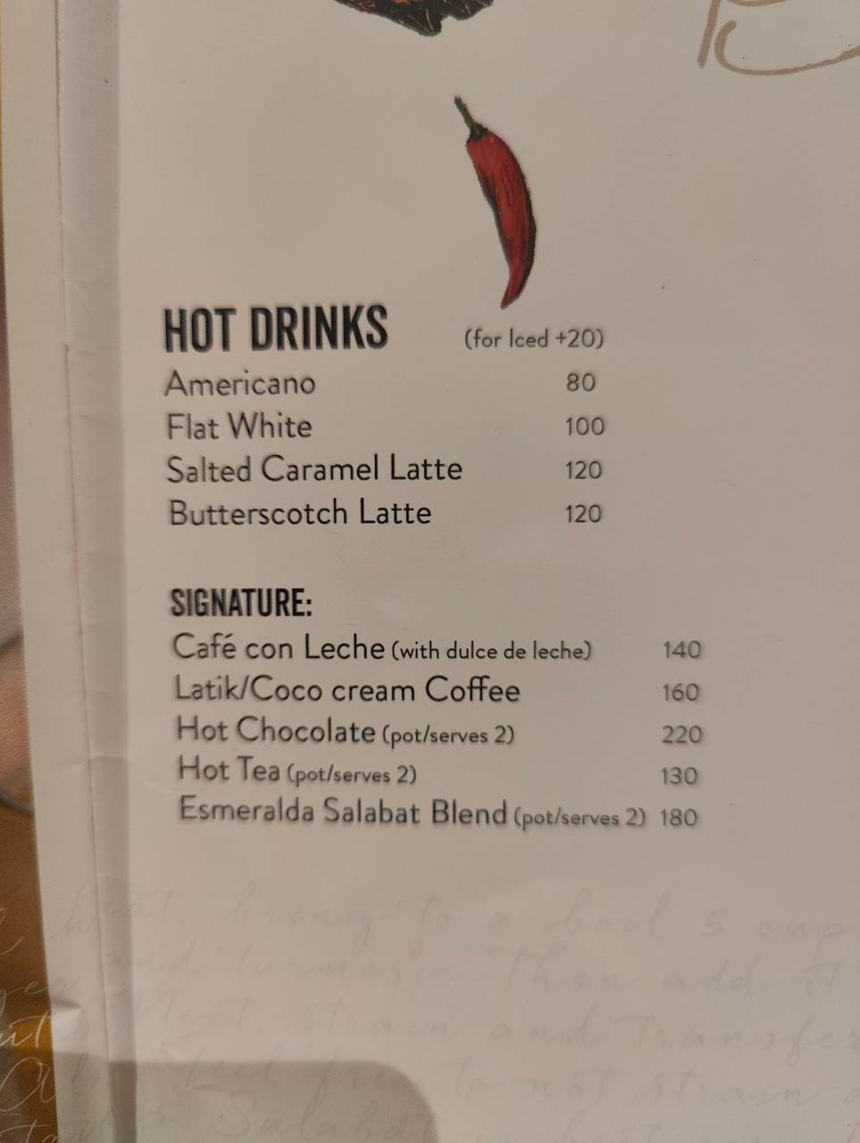 Menu at Esmeralda Kitchen restaurant, Quezon City
