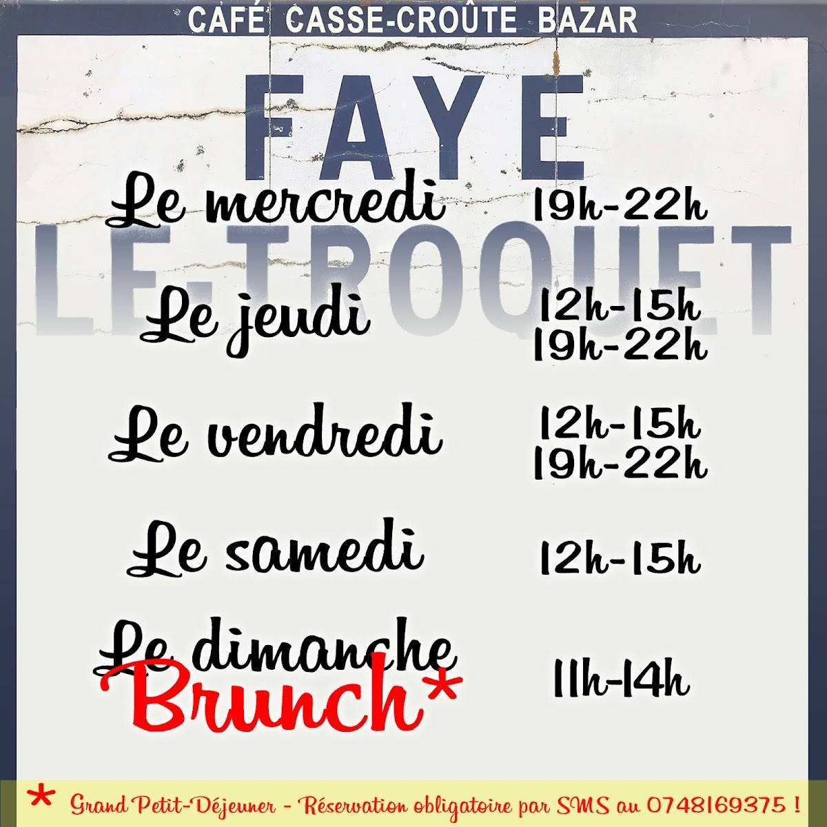 Menu au FAYE-LE-TROQUET restaurant, Faye-la-Vineuse