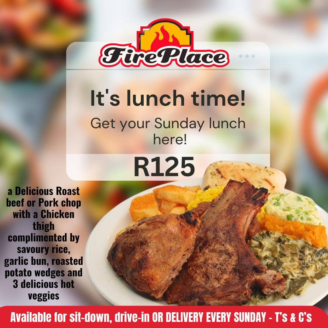 Menu at FIREPLACE Roadhouse pizzeria, Secunda