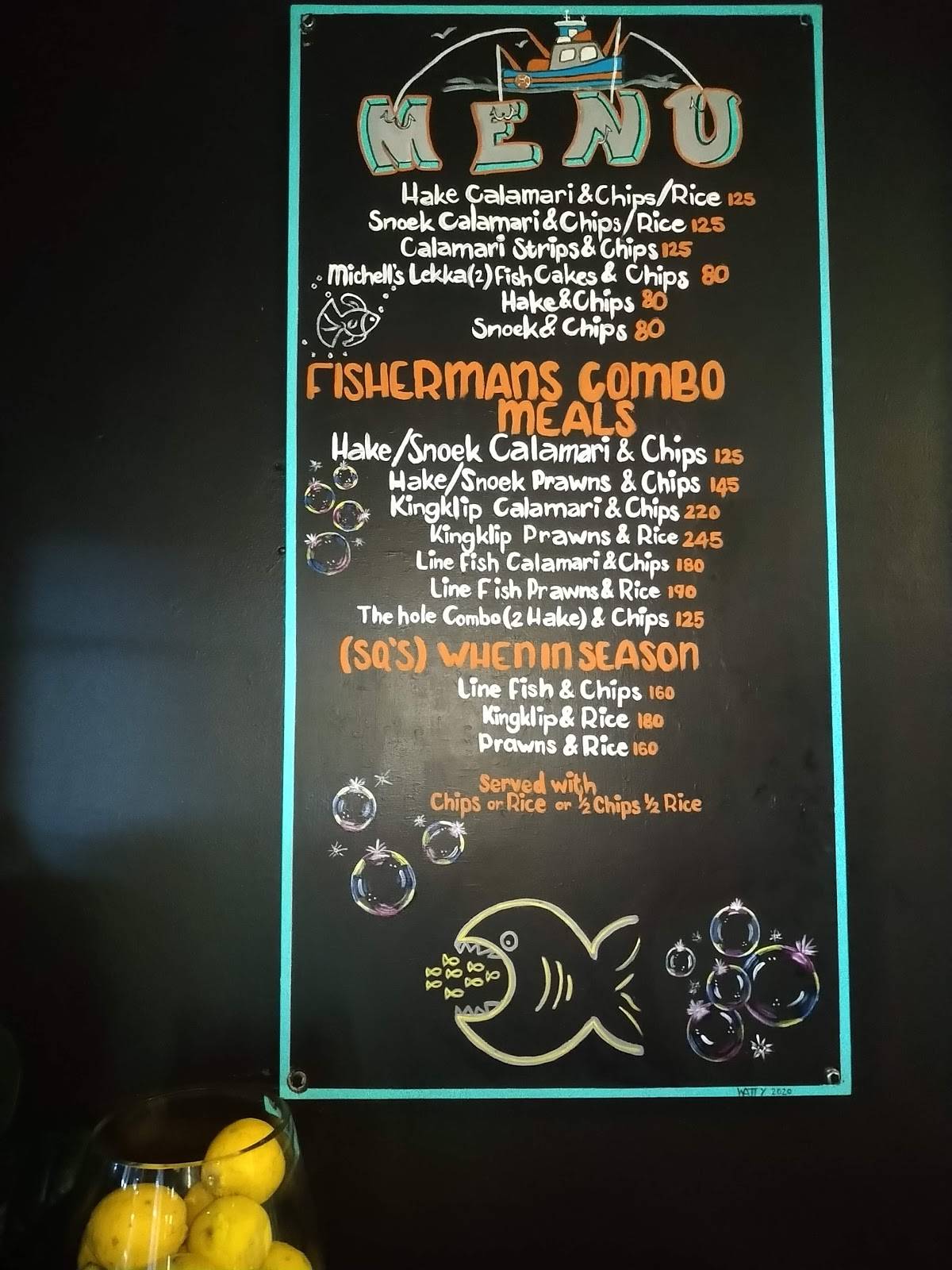 Menu at FISH EXPRESS restaurant, Hermanus