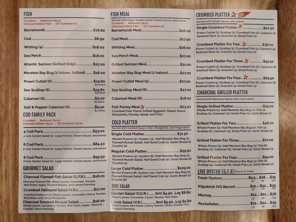Menu at FISHBOI restaurant, Springwood