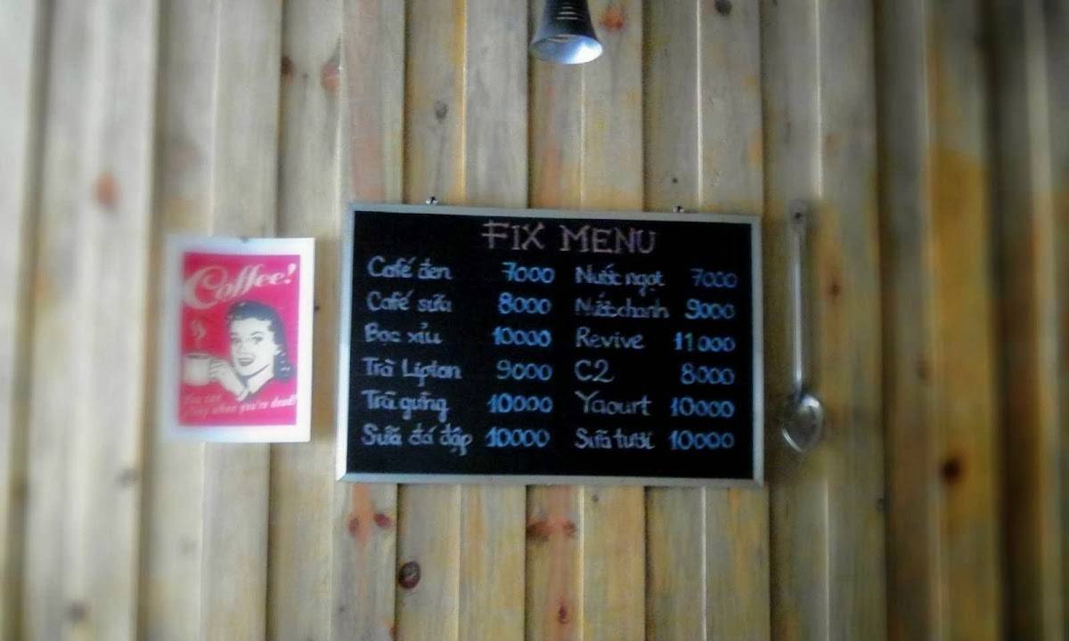 Menu at FIX Café cafe, Da Nang