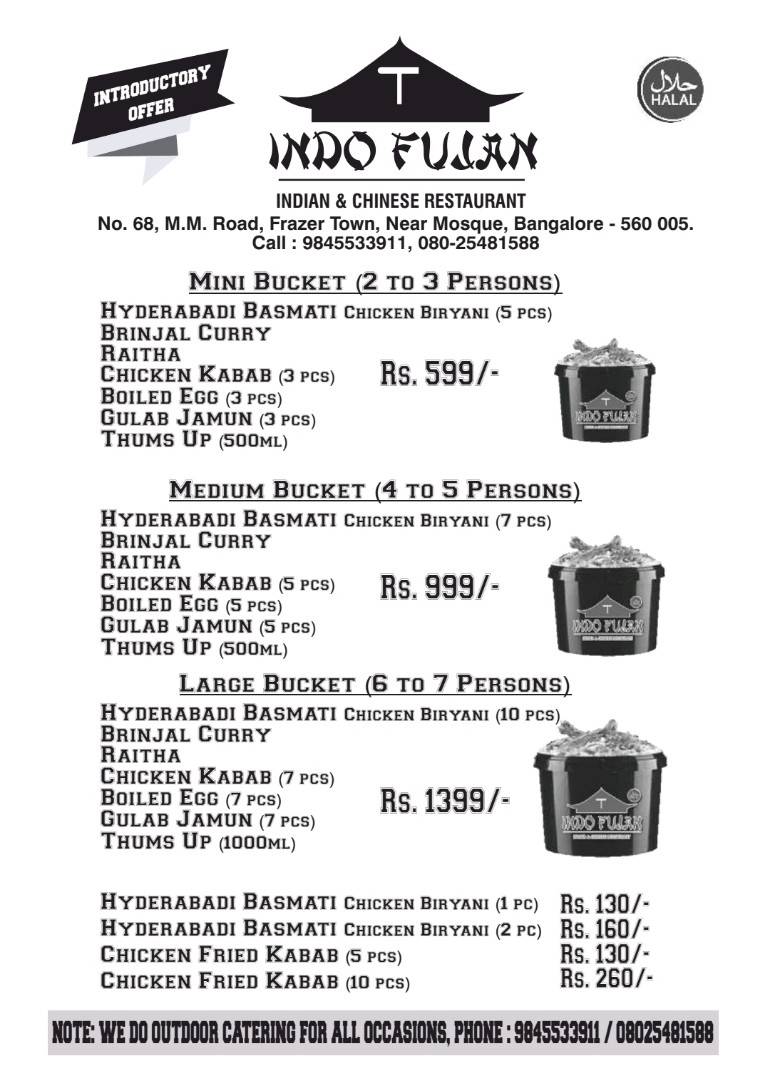 Menu at FUJAN CHINESE RESTAURANT, Bengaluru, 136 M M Road