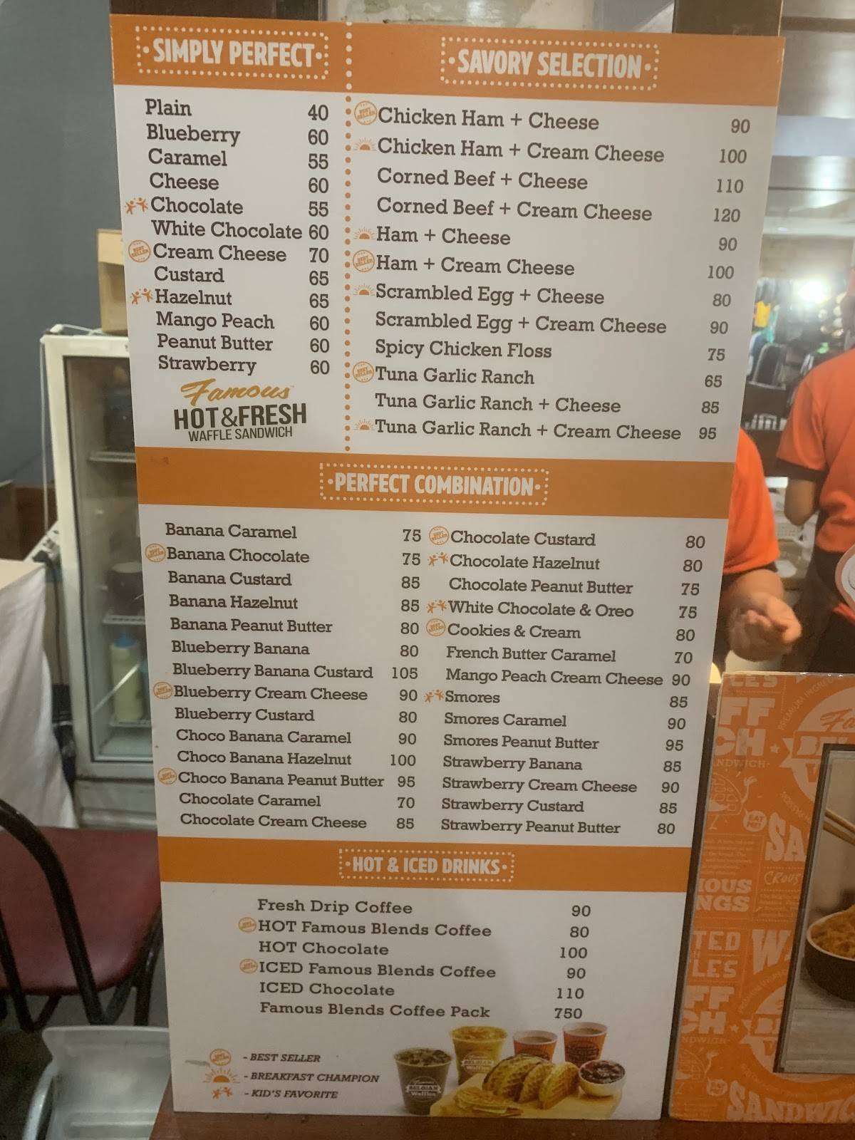 Menu at Famous Belgian Waffles Makati Square restaurant, Makati
