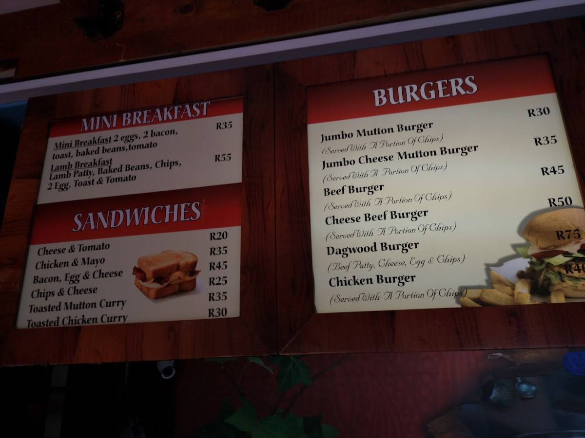 Menu at Famous Bunny restaurant, Dolphin Coast