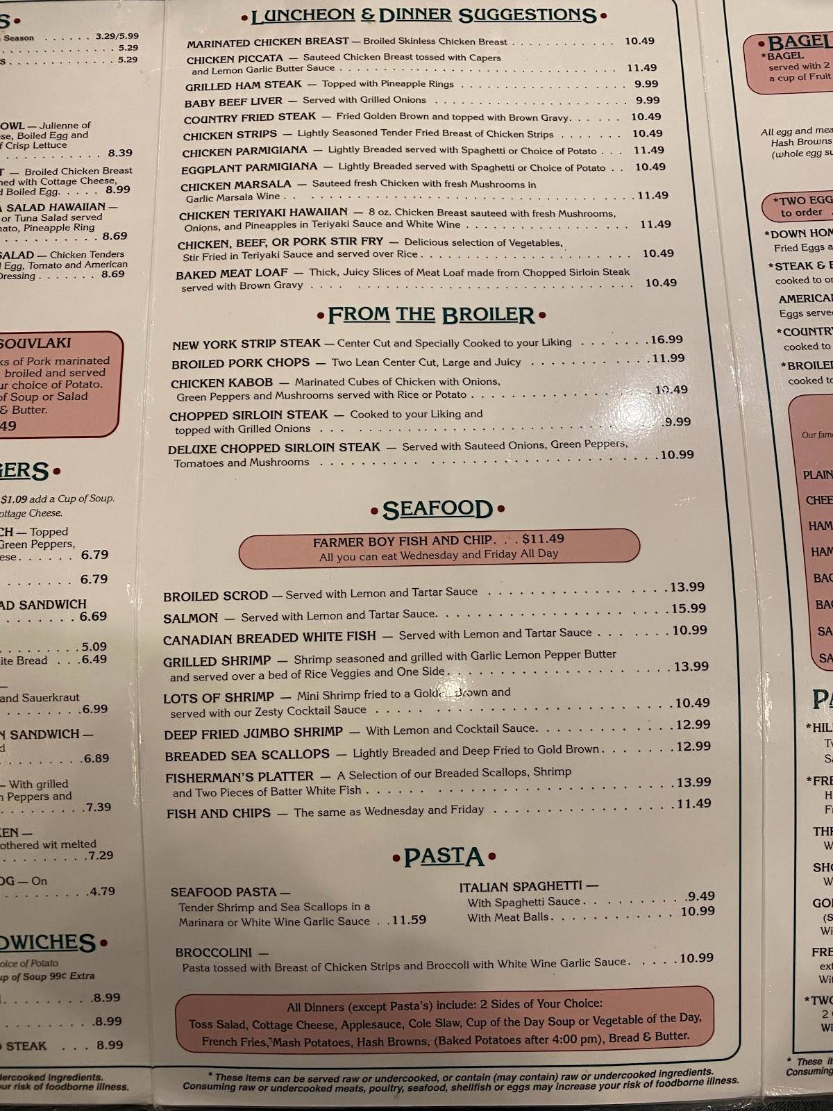 Menu at Farmer Boy Restaurant, Akron, Canton Rd