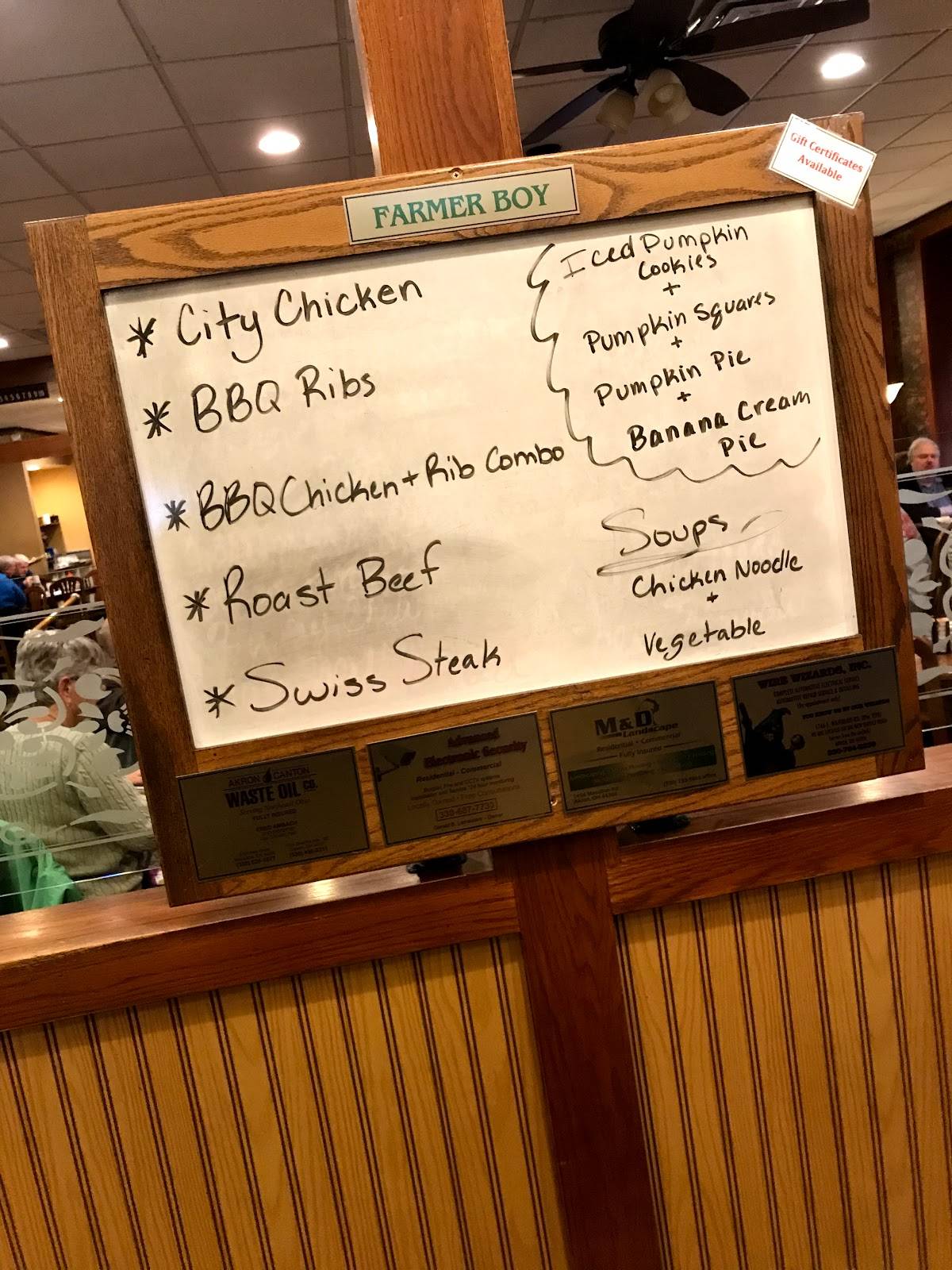 Menu at Farmer Boy Restaurant, Akron, Canton Rd
