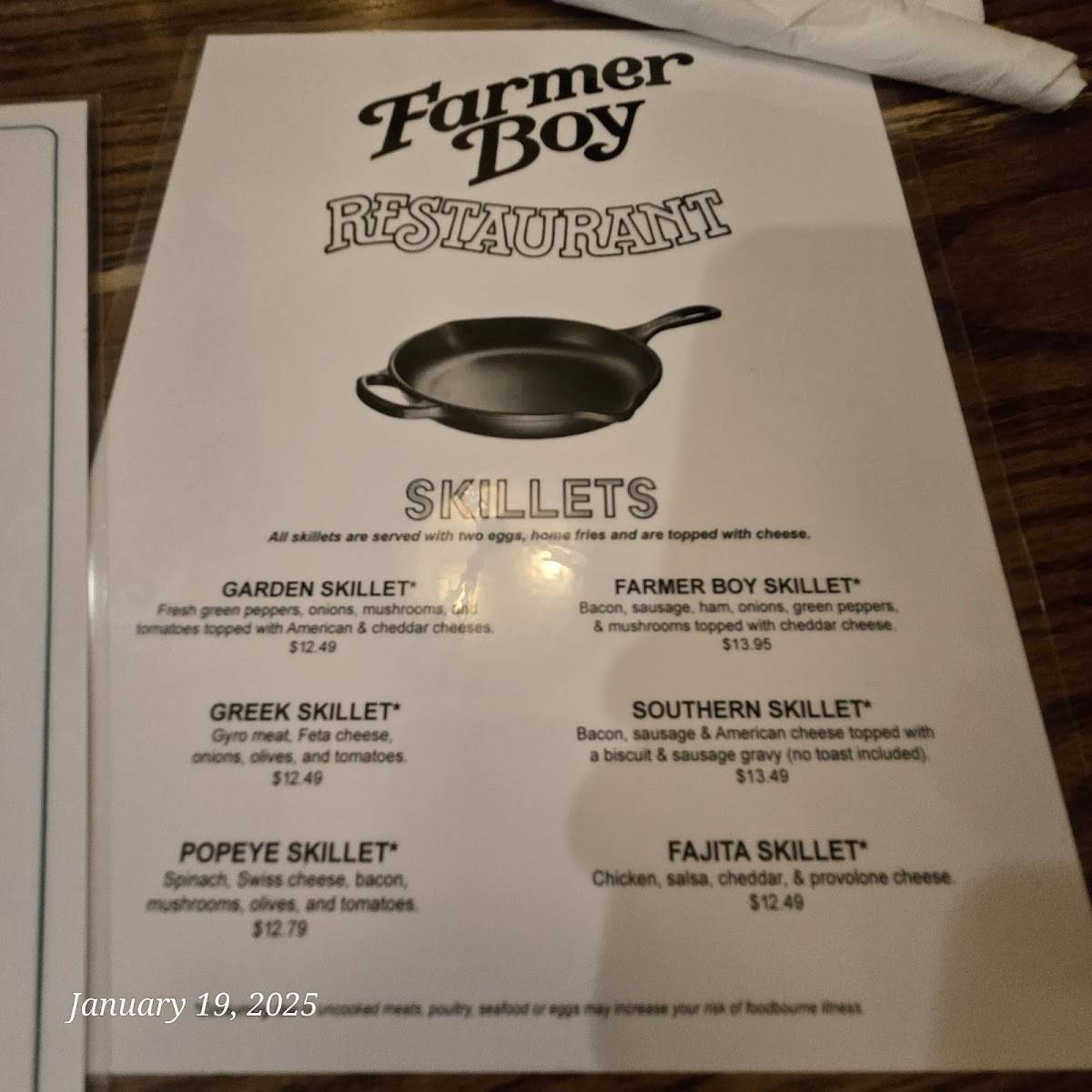 Menu at Farmer Boy Restaurant, Akron, Canton Rd