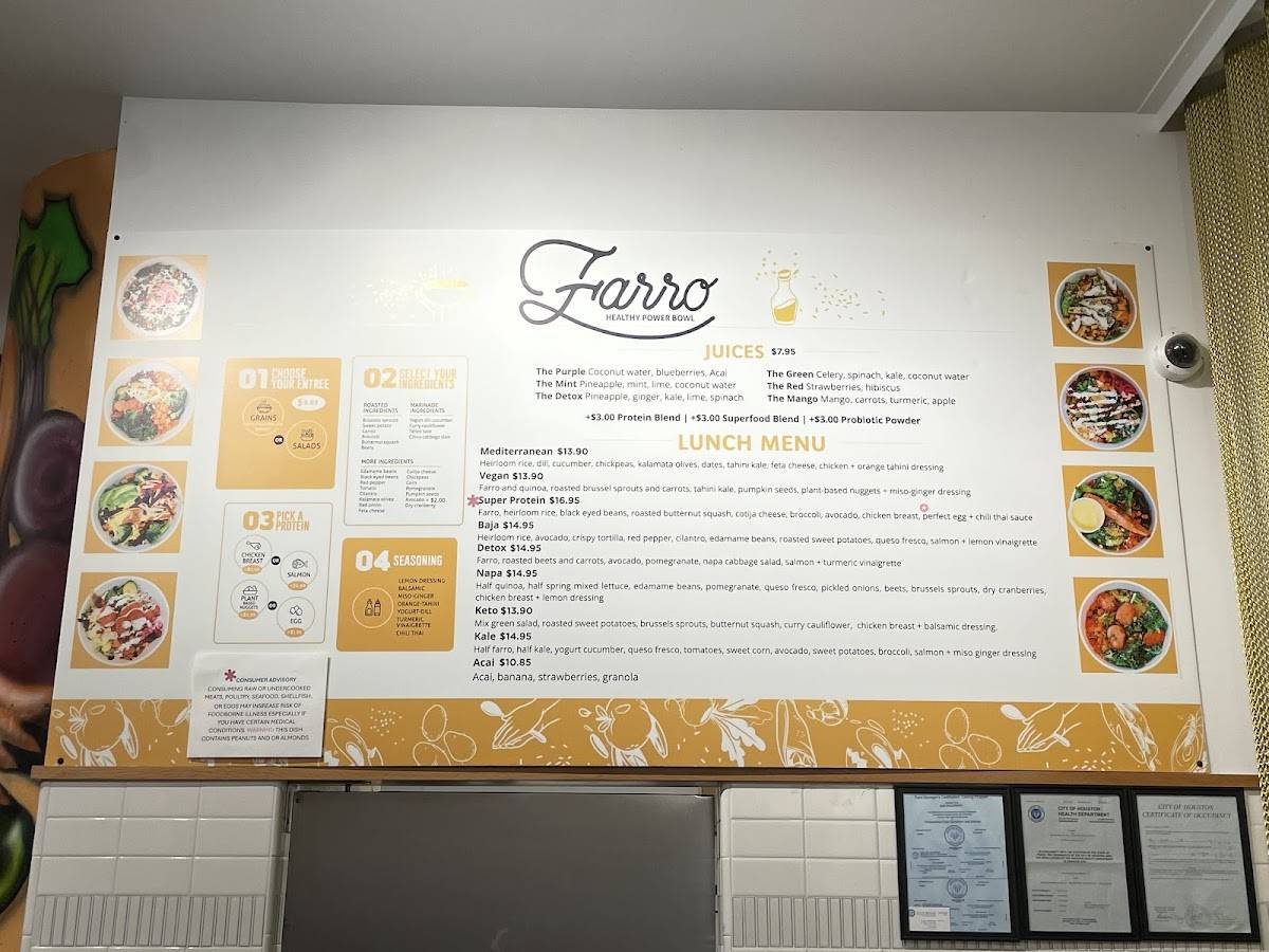 Menu at Farro restaurant, Houston, 800 Capitol St Suite 305
