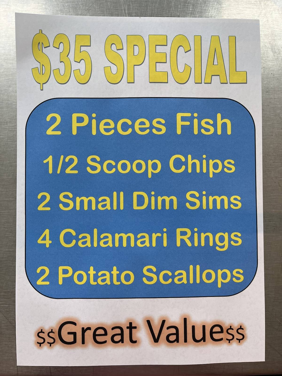 Menu at Abbott Street Fish Bar, Oonoonba