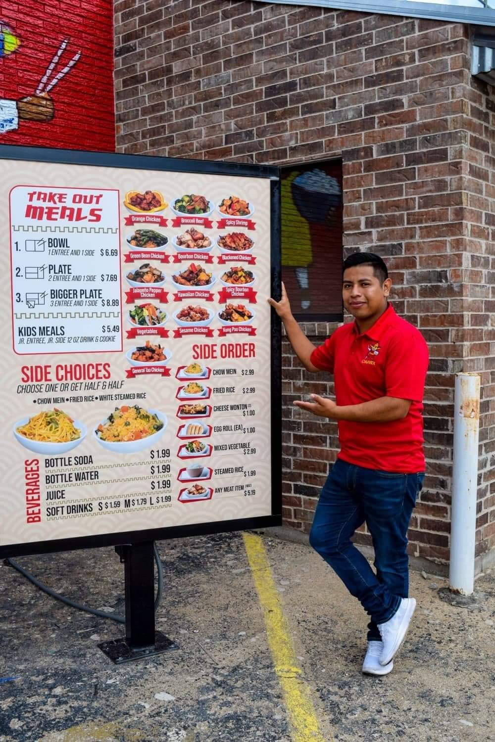 Menu at Chimex Express fast food, Oklahoma City, 937 SW 59th St