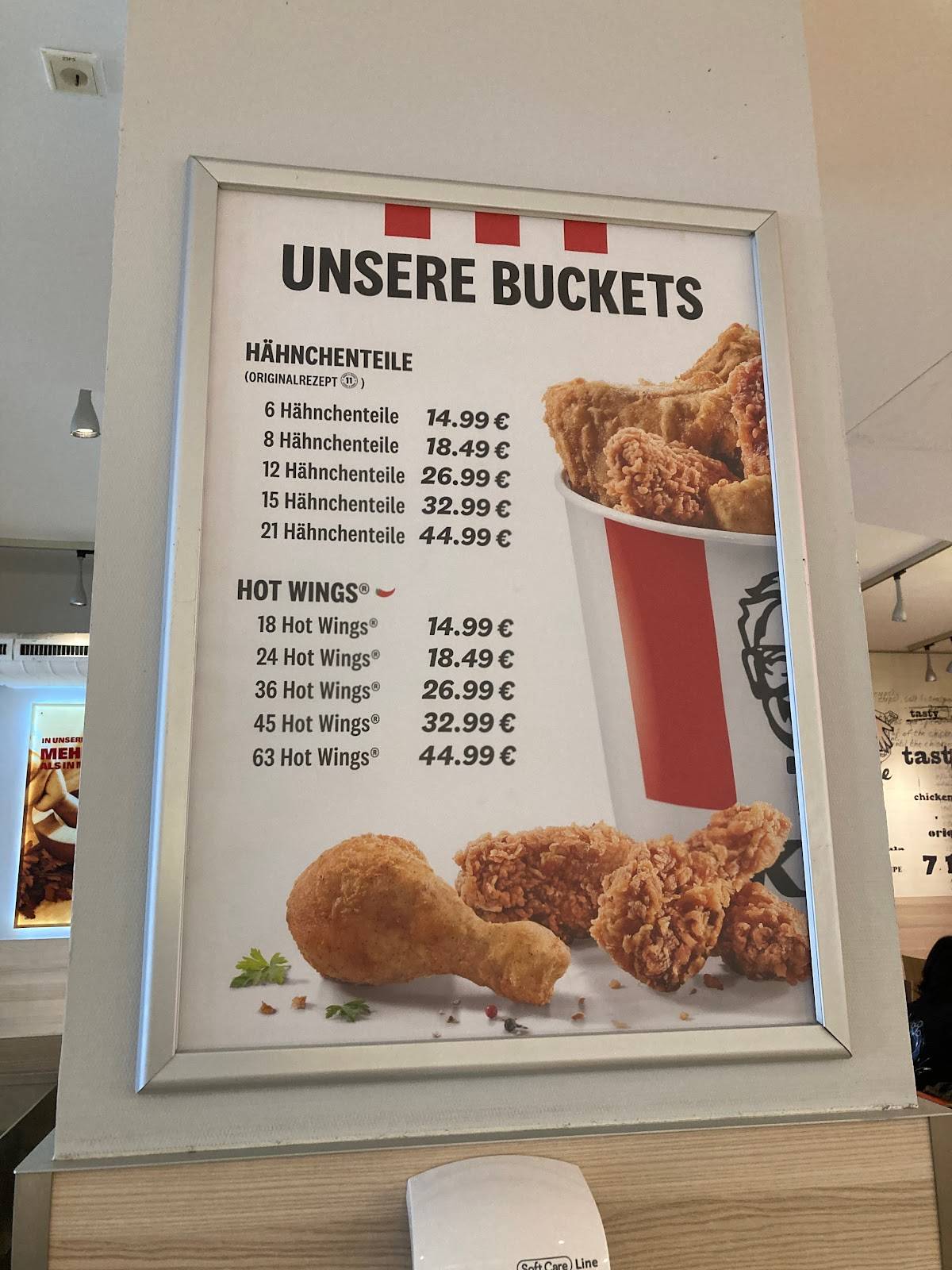 Carta de comida rápida Kentucky Fried Chicken, Munich, Bayerstraße 7