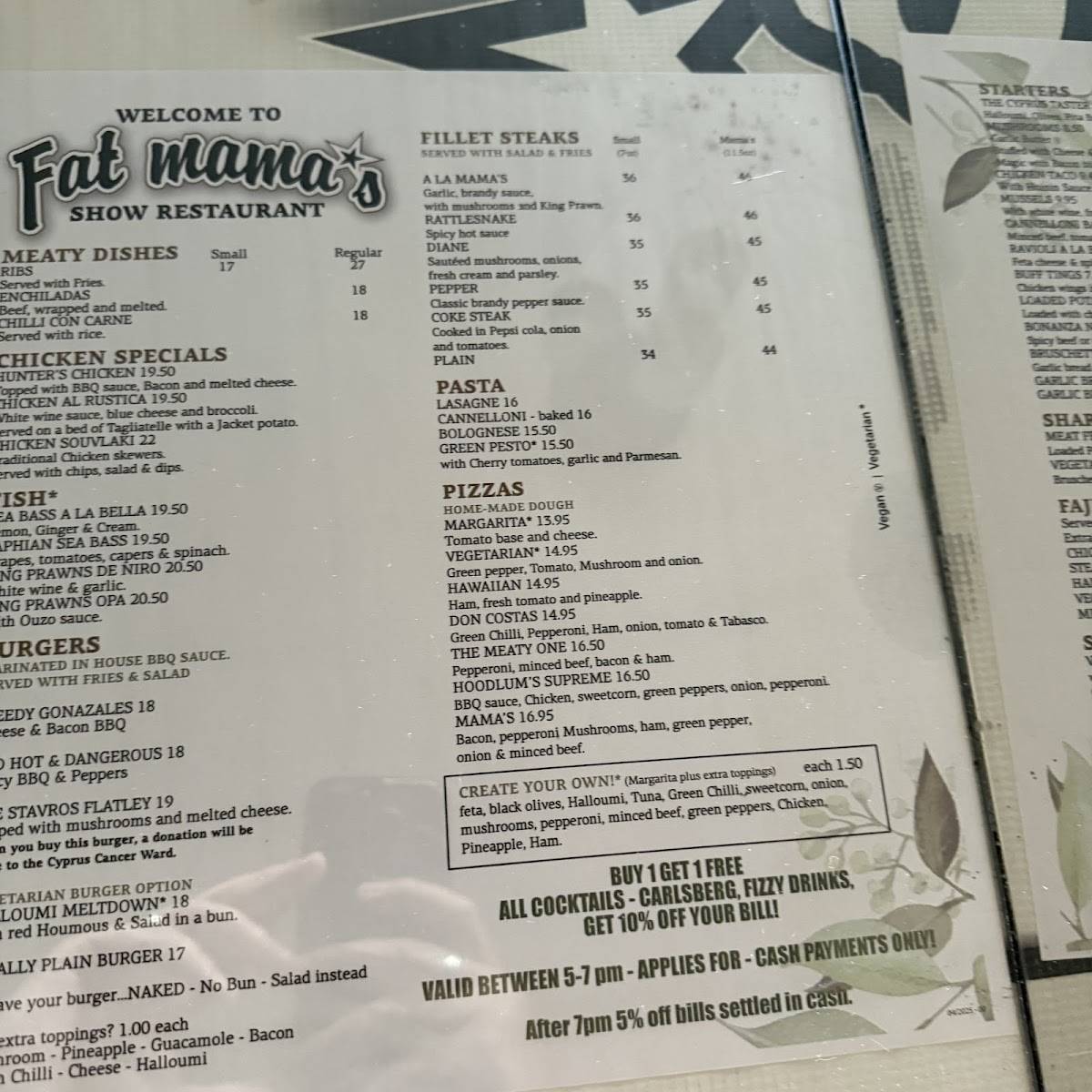 Menu at Fat Mama's, Paphos