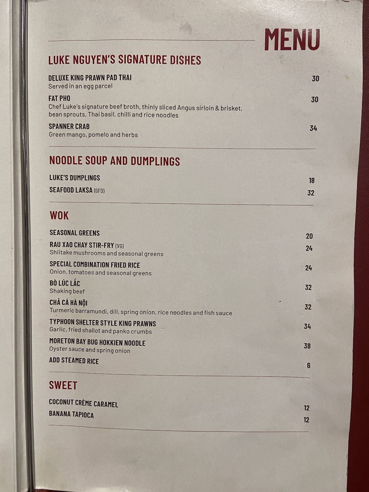 Menu at Fat Noodle restaurant, Brisbane City, Top of Queen St Mall ...