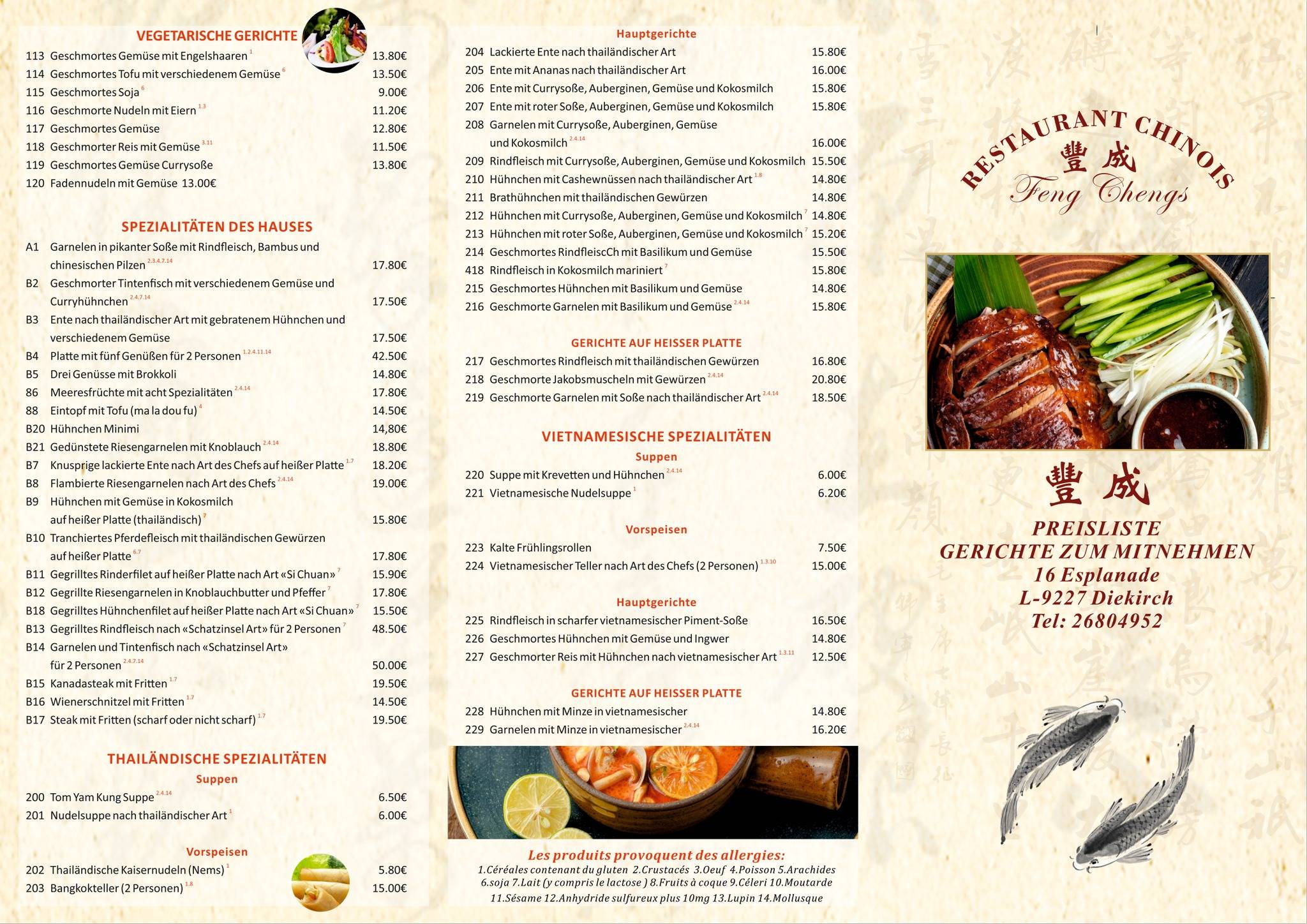 Speisekarte von Feng Cheng restaurant, Diekirch