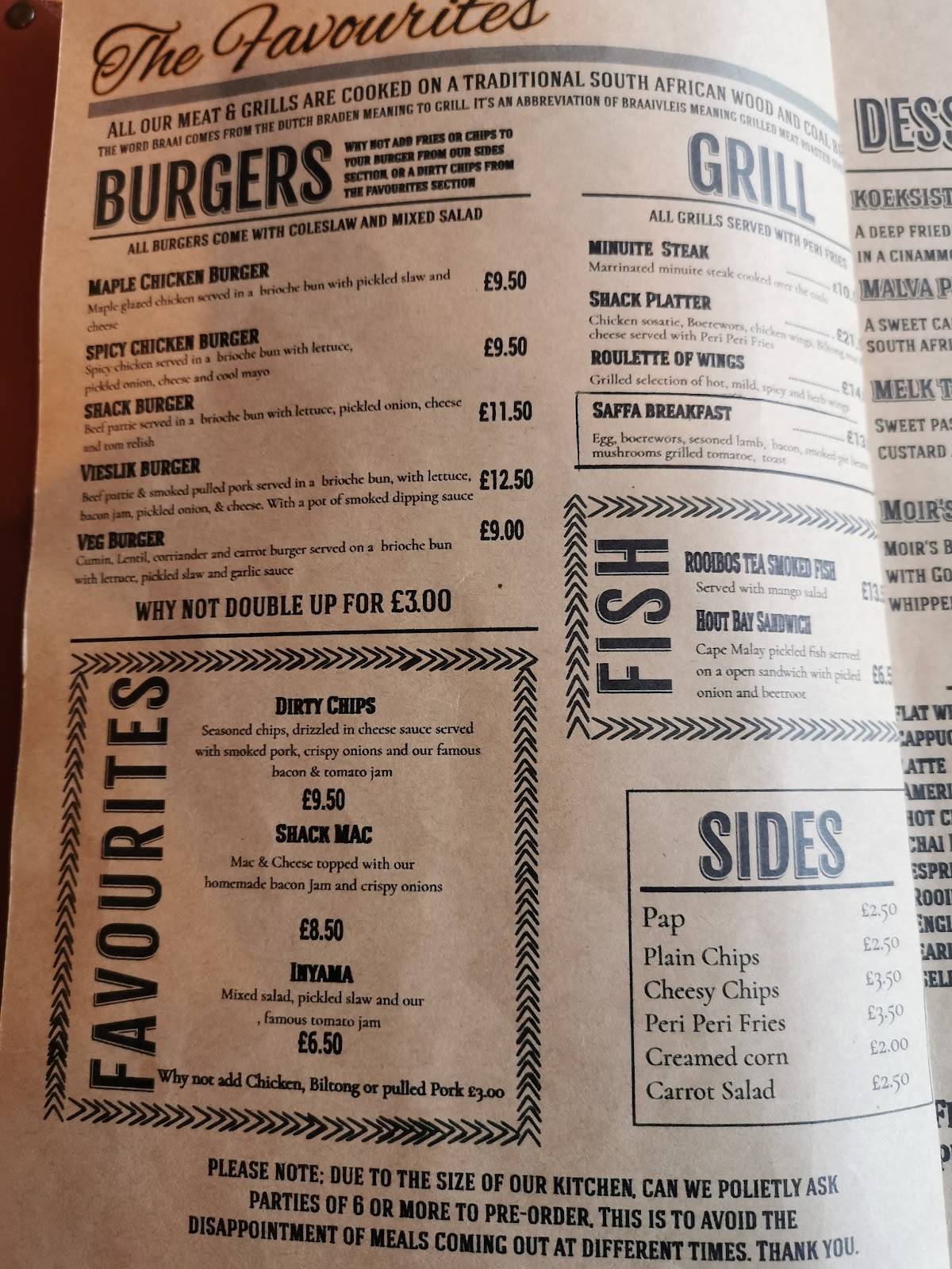 Menu at Fields Biltong Shack/ Inyama restaurant- South African deli ...