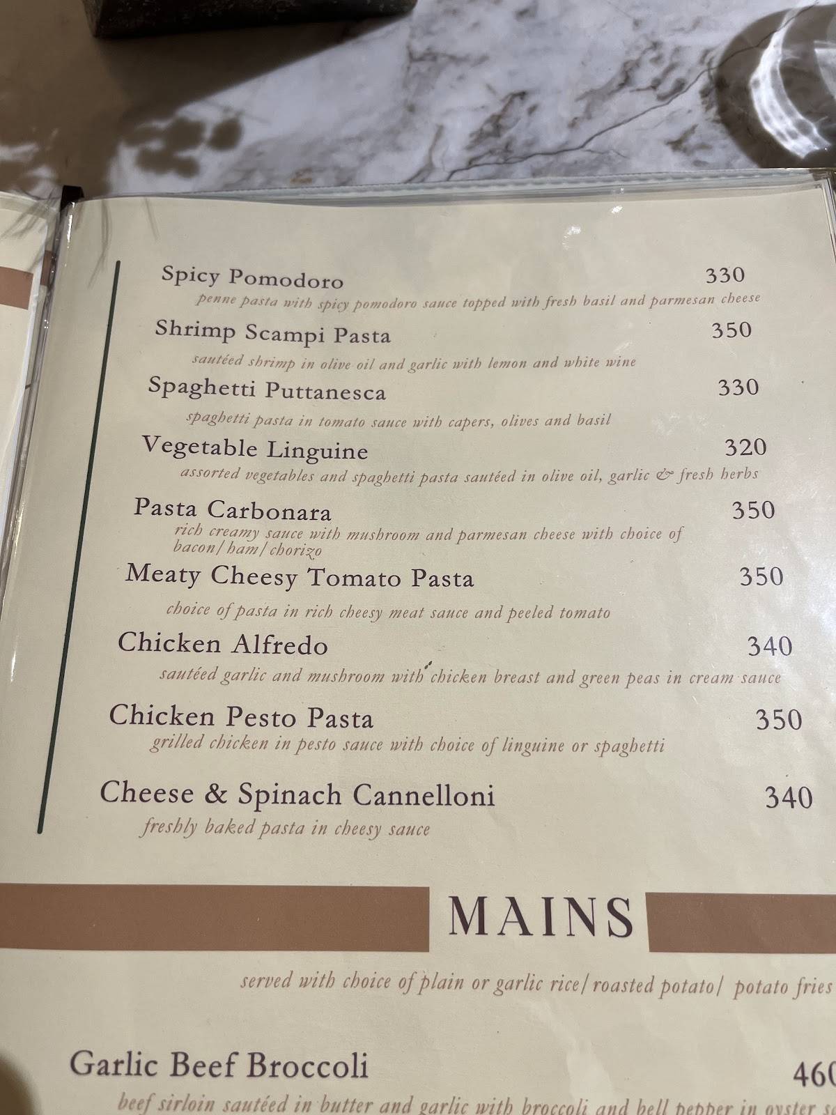 Menu at Fifty Nine Flower Cafe, Makati