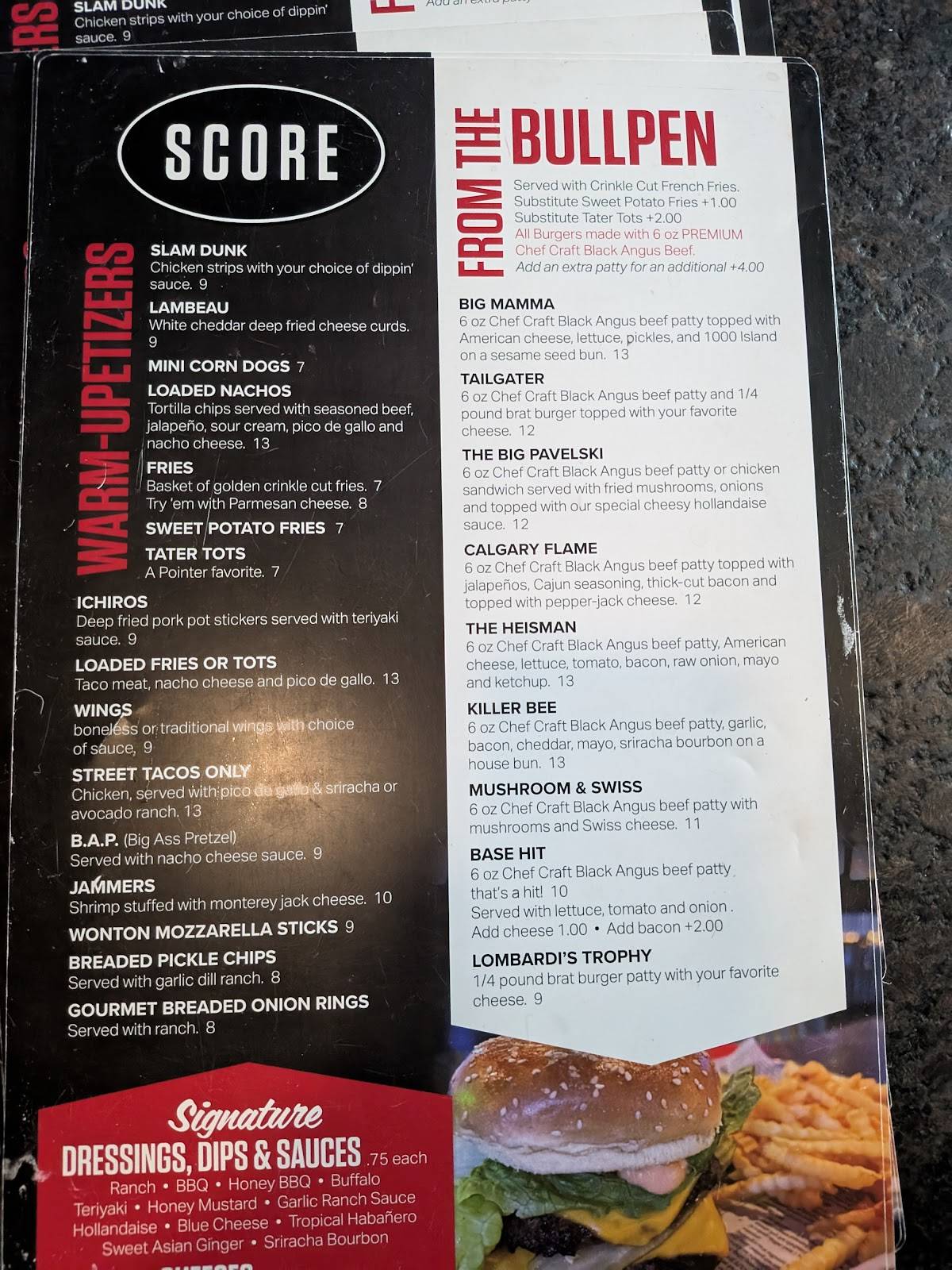 Menu at Final Score pub & bar, Stevens Point