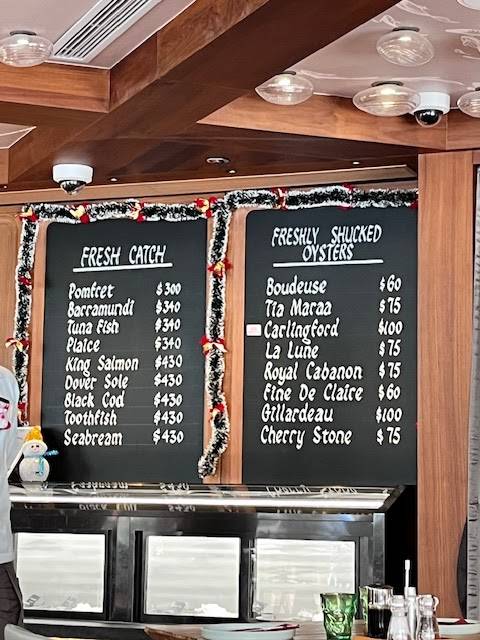 Menu at Fish Bar, Hong Kong, One Pacific Place