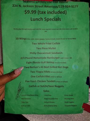Menu at Fish House restaurant, Americus