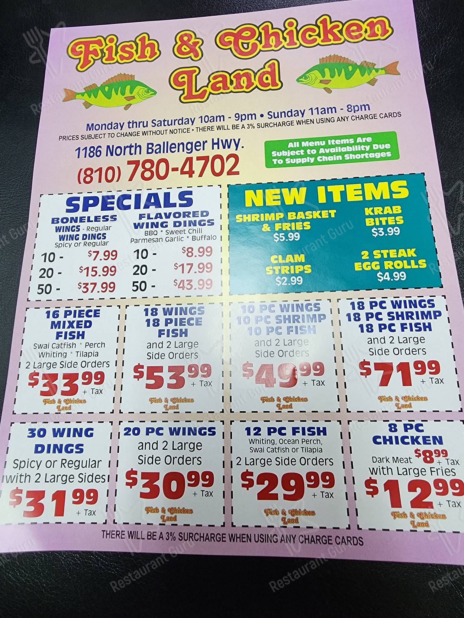 Menu at Fish & Chicken Land-Ballenger Hwy restaurant, Flint