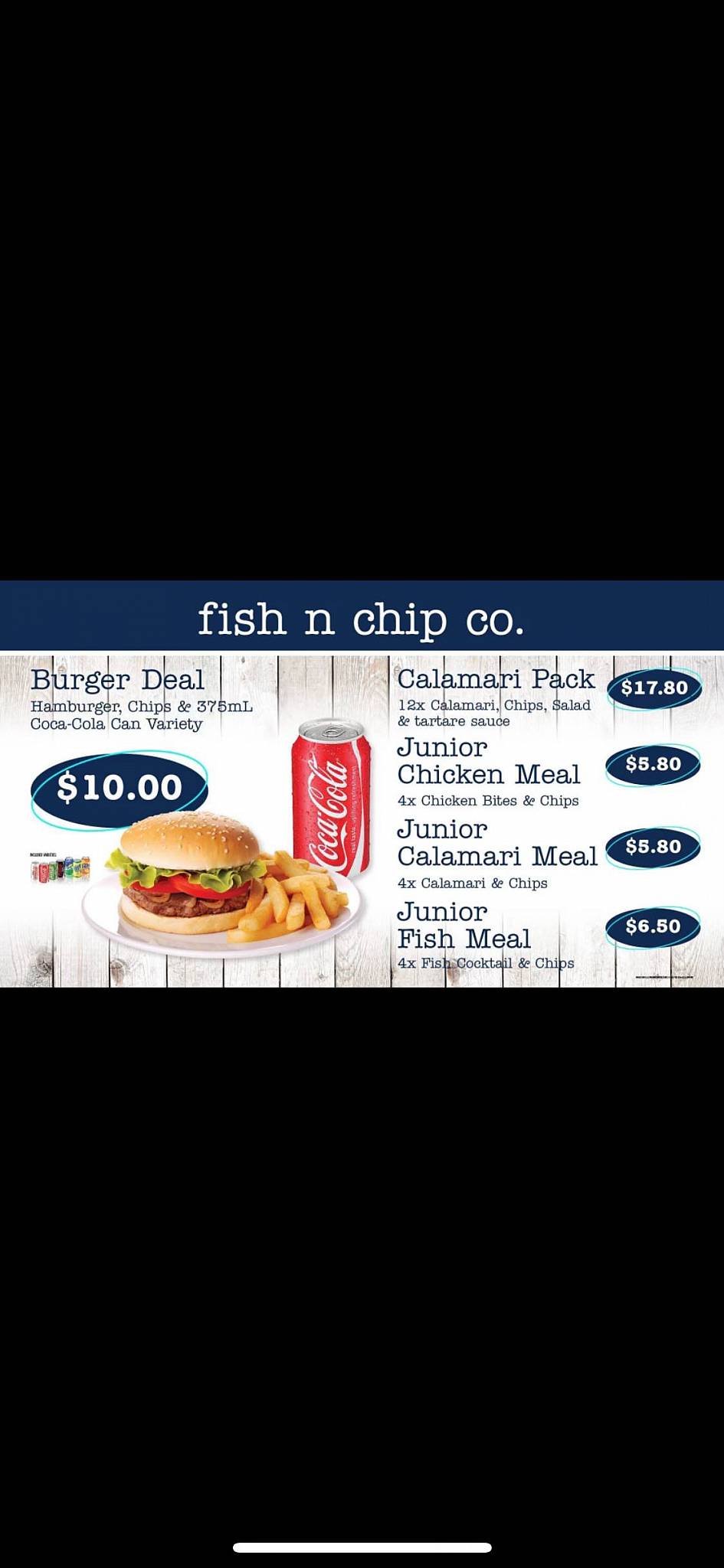 Menu at Fish n Chip Co. fast food, Wynnum West