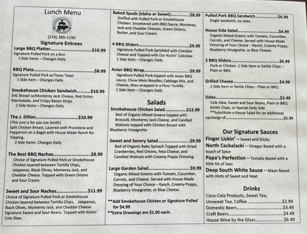 Menu at Fisher & Company BBQ, Tazewell, State Rte 693