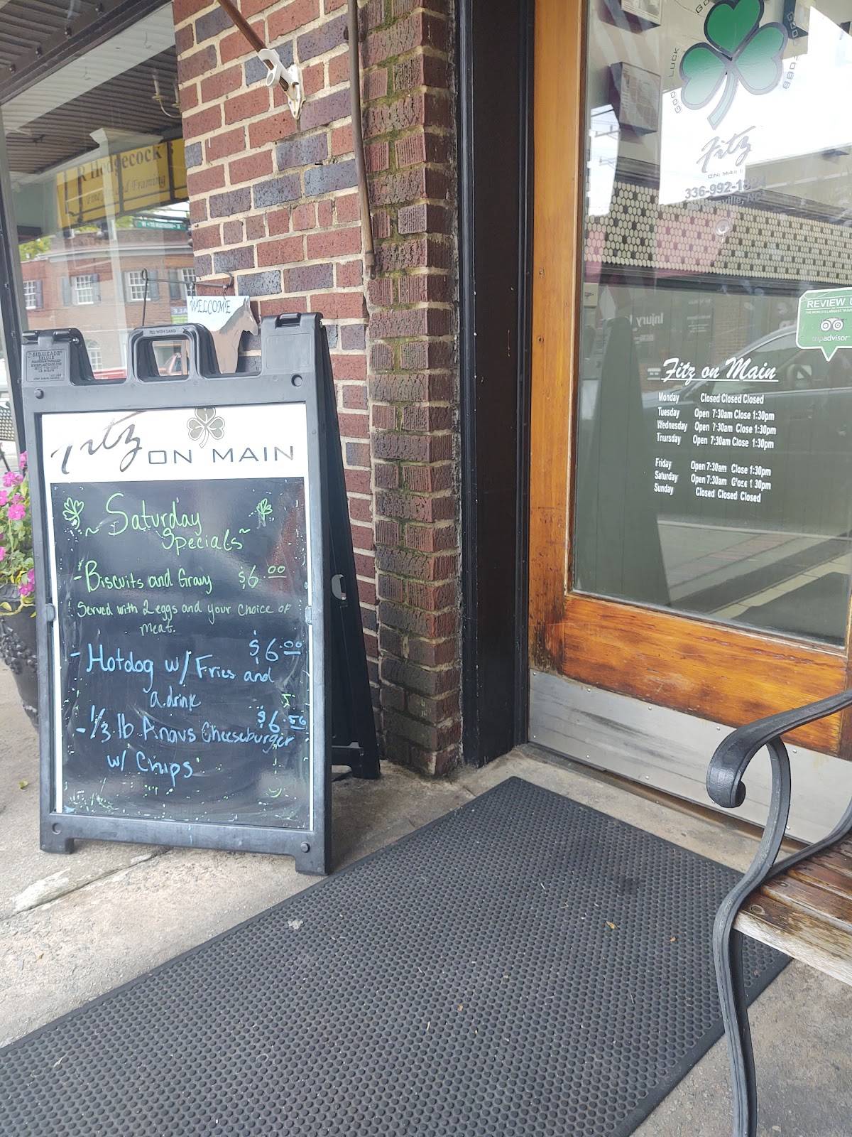 Menu at Fitz On Main restaurant, Kernersville