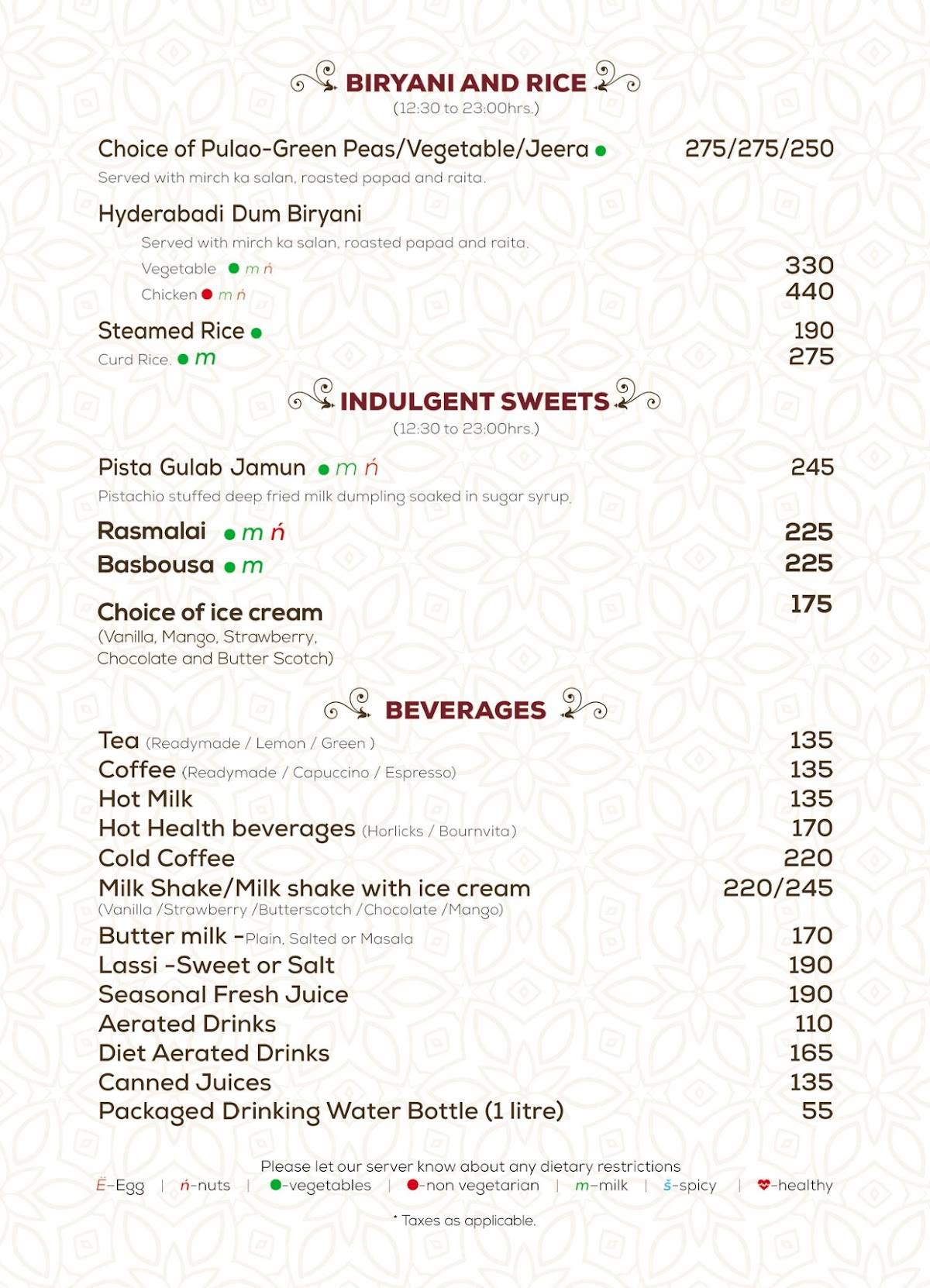 Menu at Flavours Restaurant by Manjeera sarovar premier, Rajahmundry
