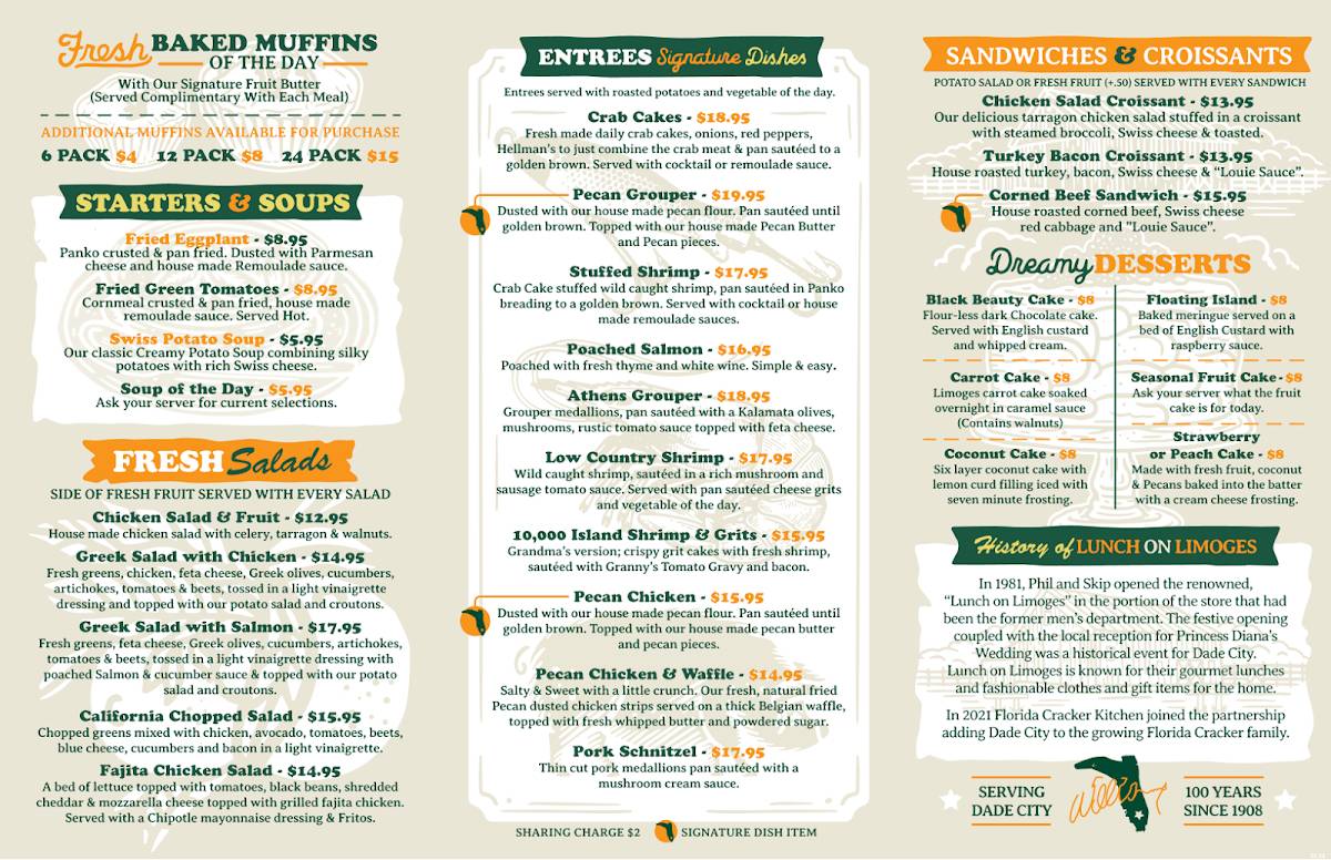 Menu at Florida Cracker Lunch On Limoges restaurant, Dade City, 7th St
